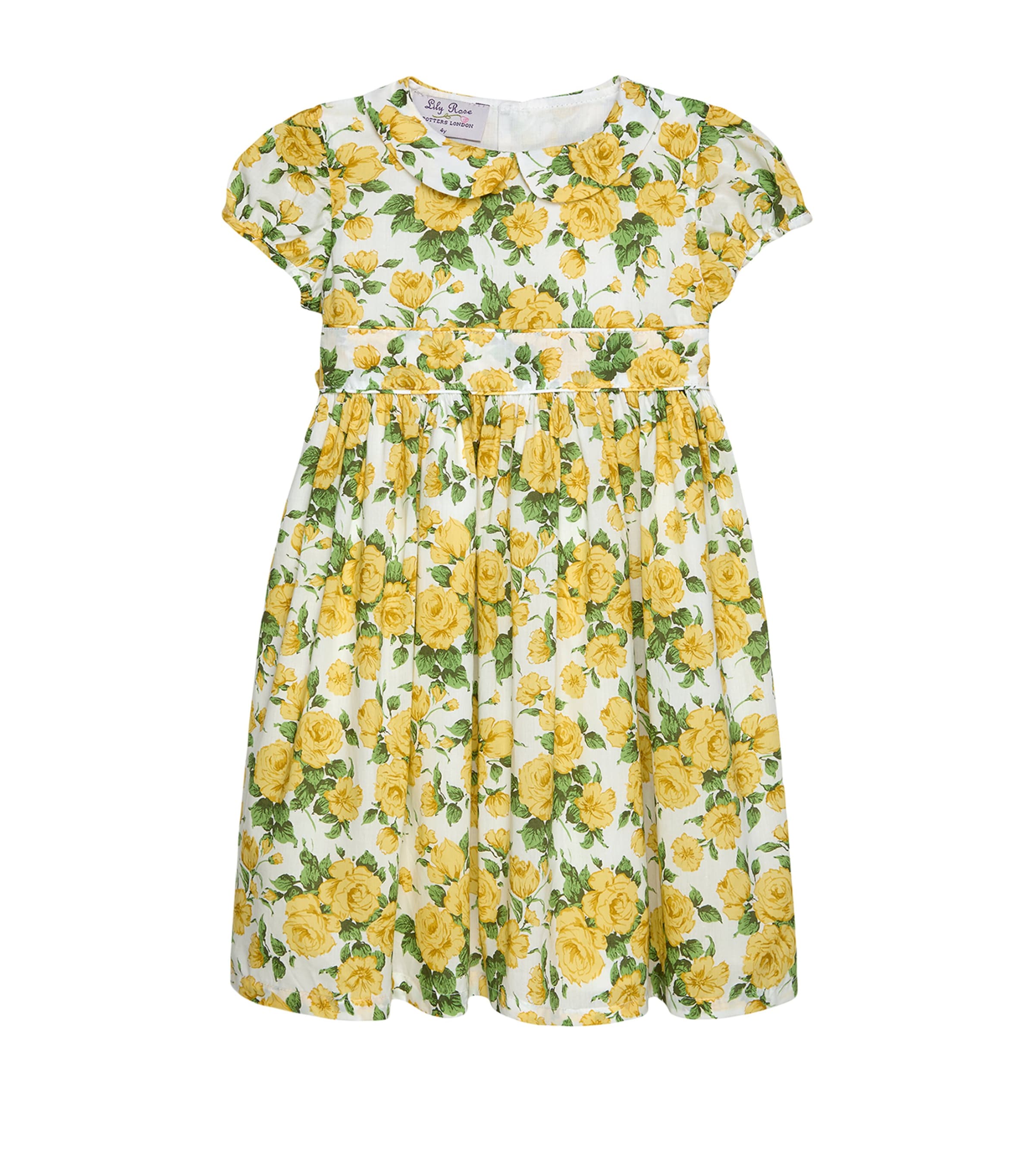 Trotters Yellow Liberty Print Carline Rose Dress (2-5 Years) | Harrods CN