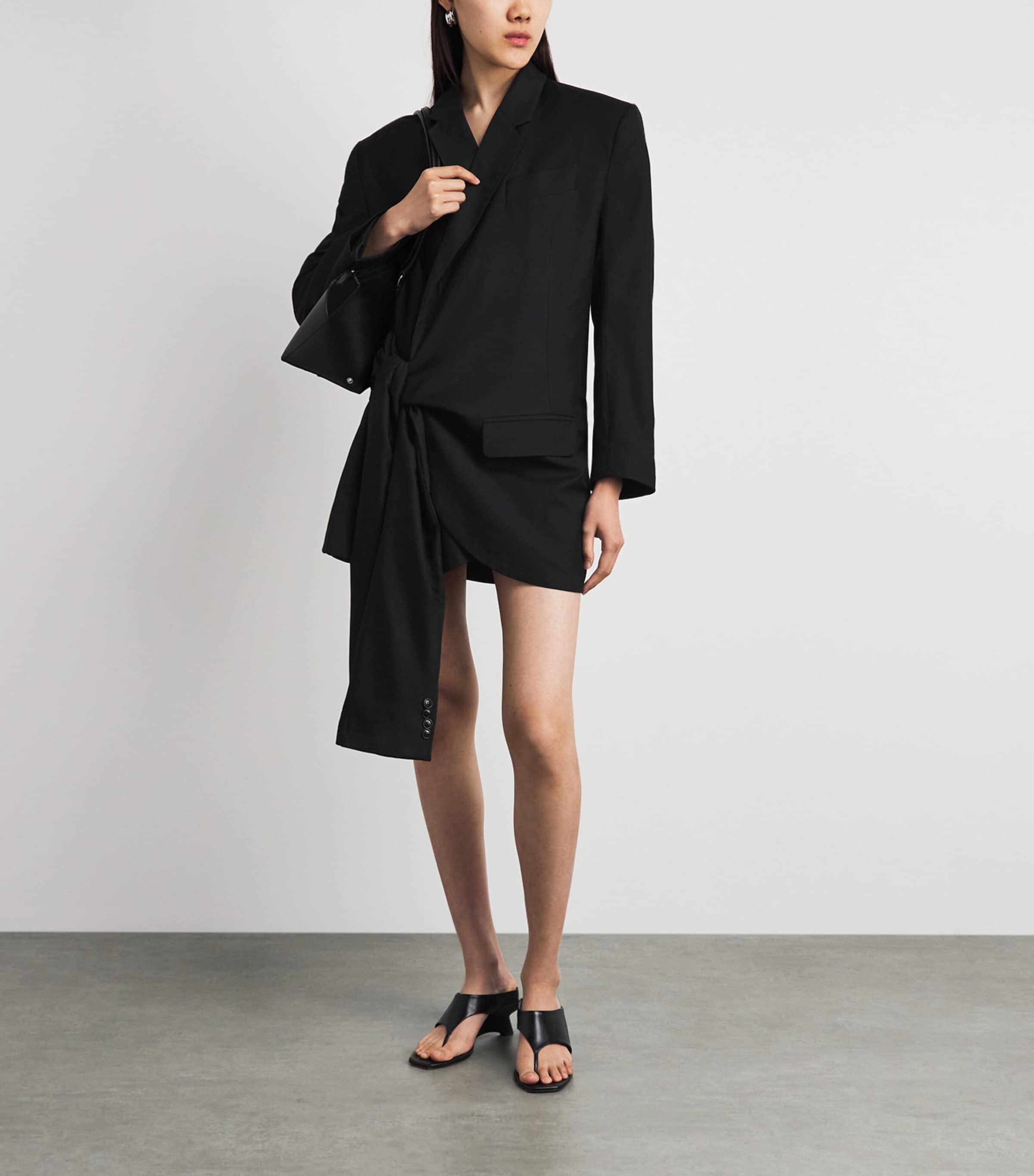 LATE FOR WORK Black Blazer Sleeve-Tie Mini Dress | Harrods US
