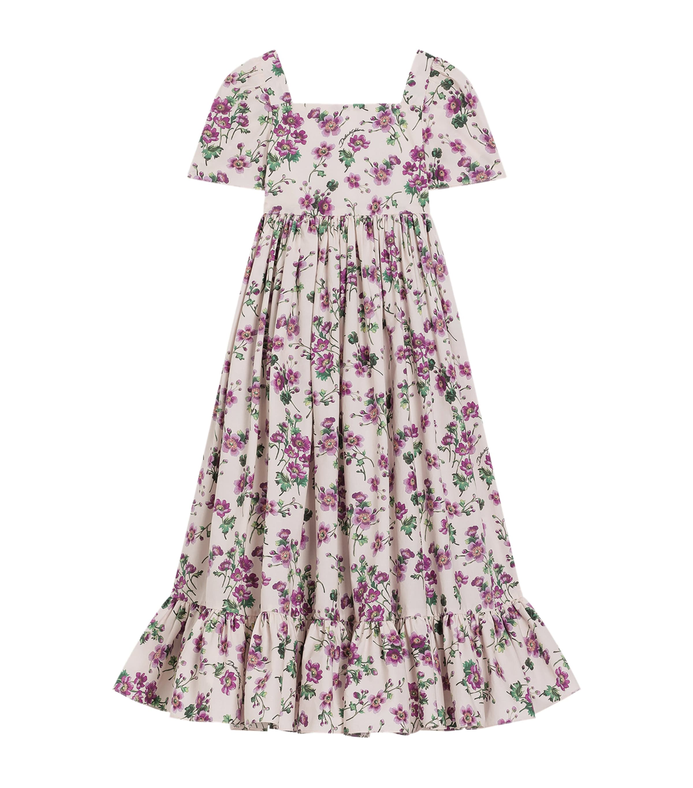 Dolce & Gabbana Kids Multi Cotton Poplin Violet Print Dress (2-6 Years ...
