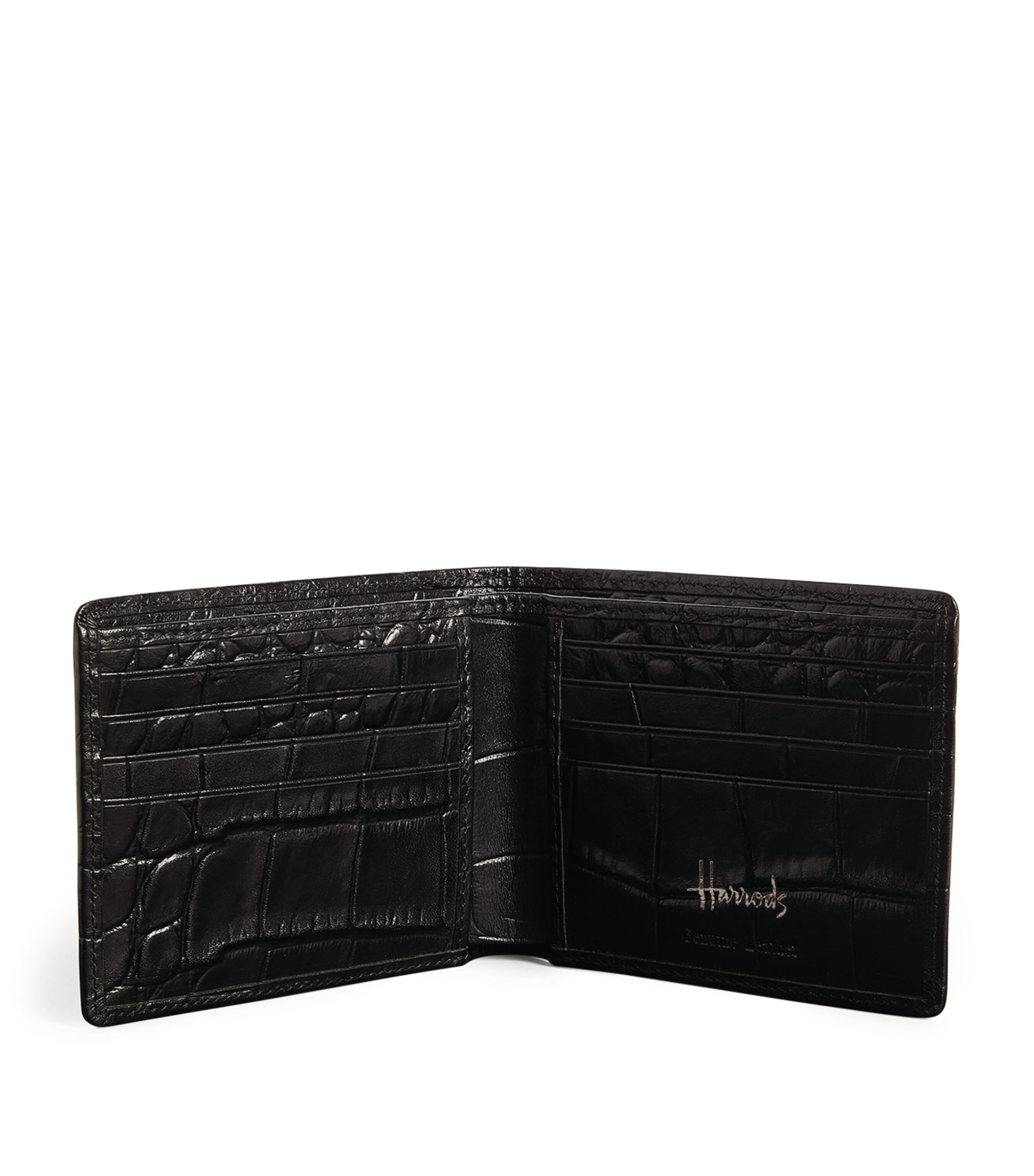 Harrods Neutral Croc-Embossed Wembley Bifold Wallet | Harrods UK