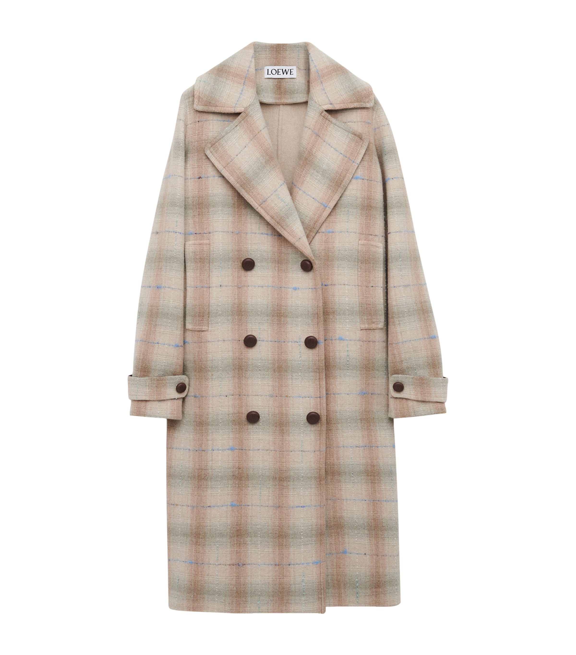 LOEWE Beige Wool-Cashmere-Blend Check Coat | Harrods US