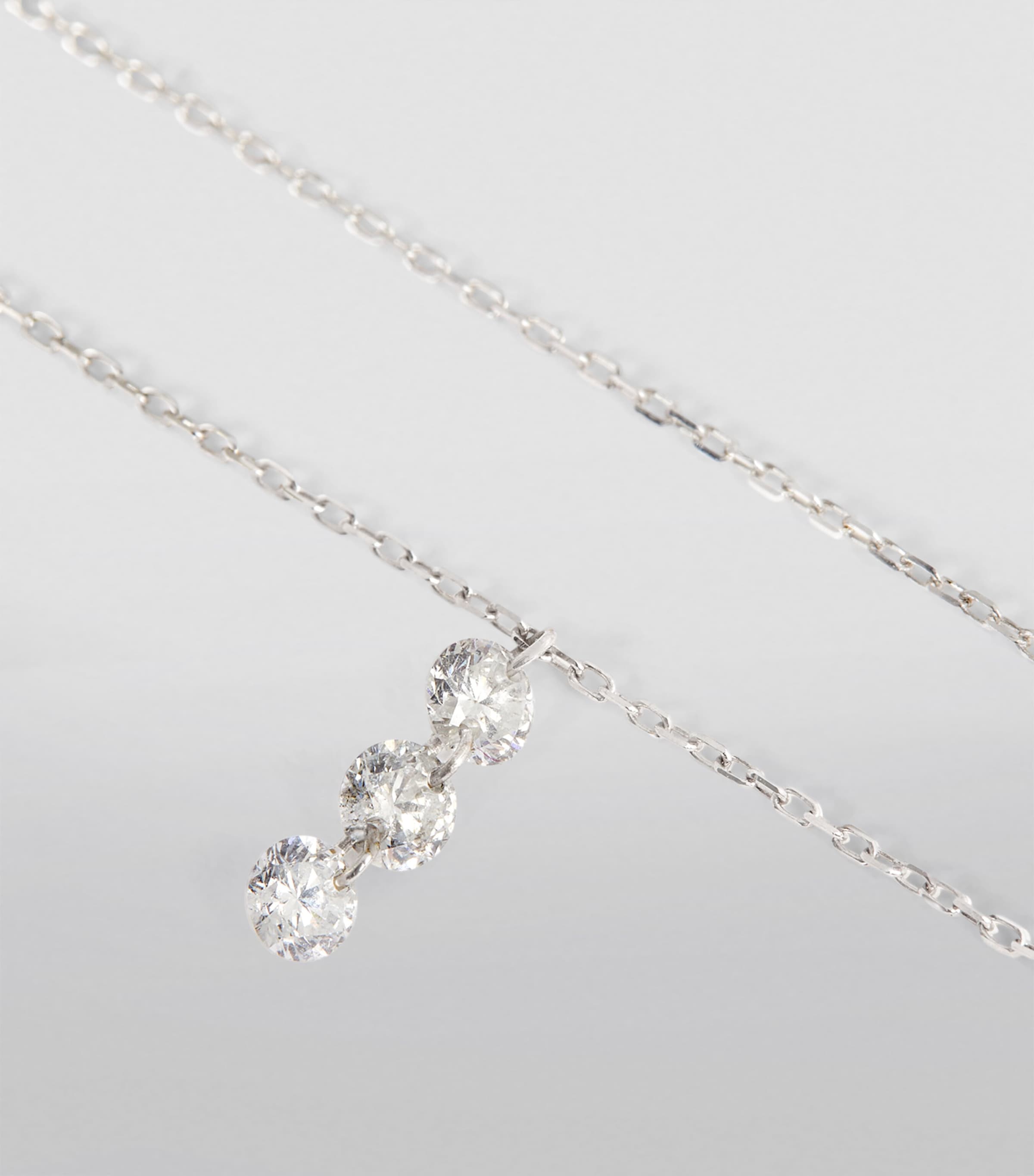 Persée White Gold and Diamond 3-Stone Drop Danae Necklace | Harrods UK
