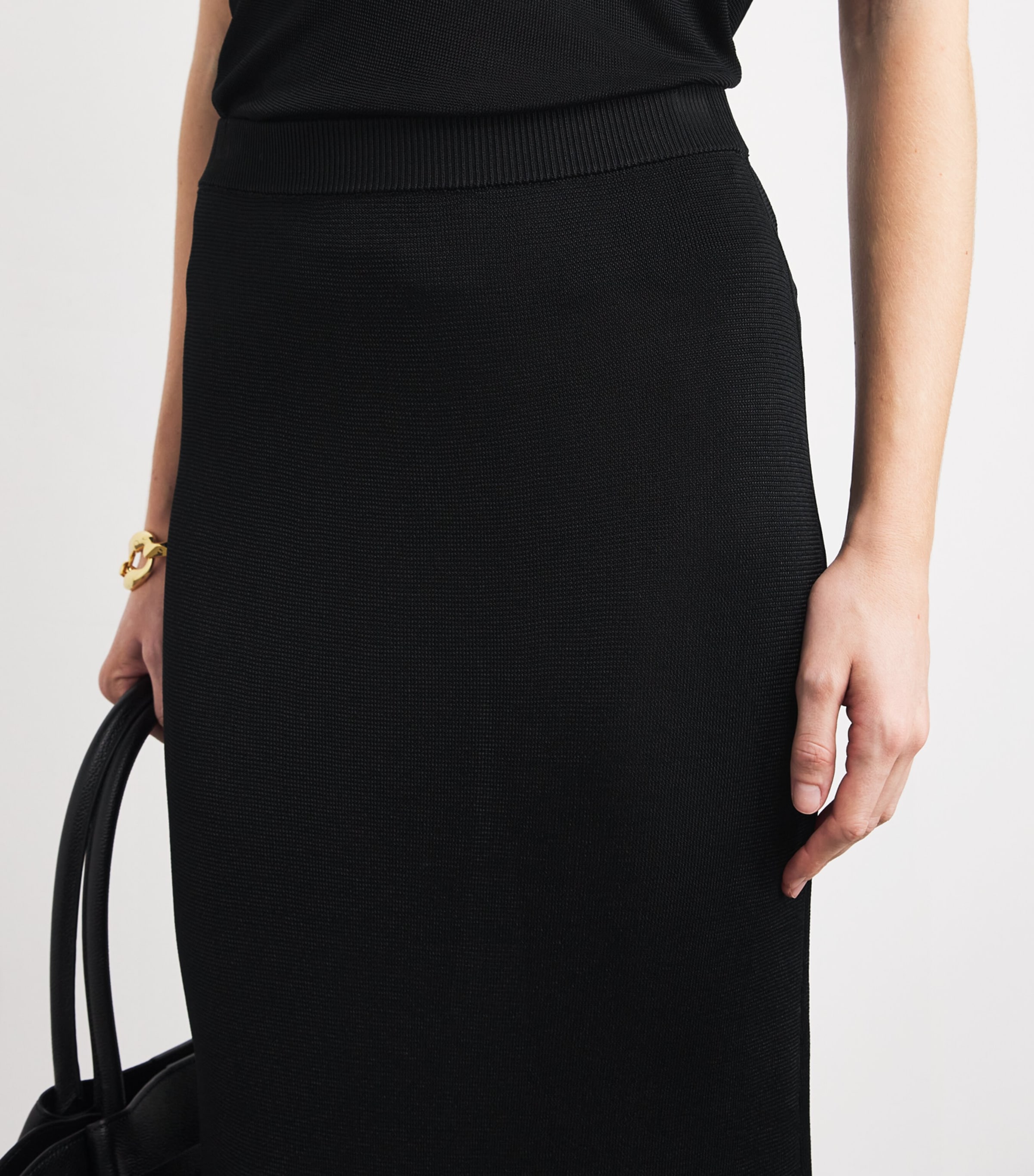 Aeron Black Knitted Column Midi Skirt | Harrods UK