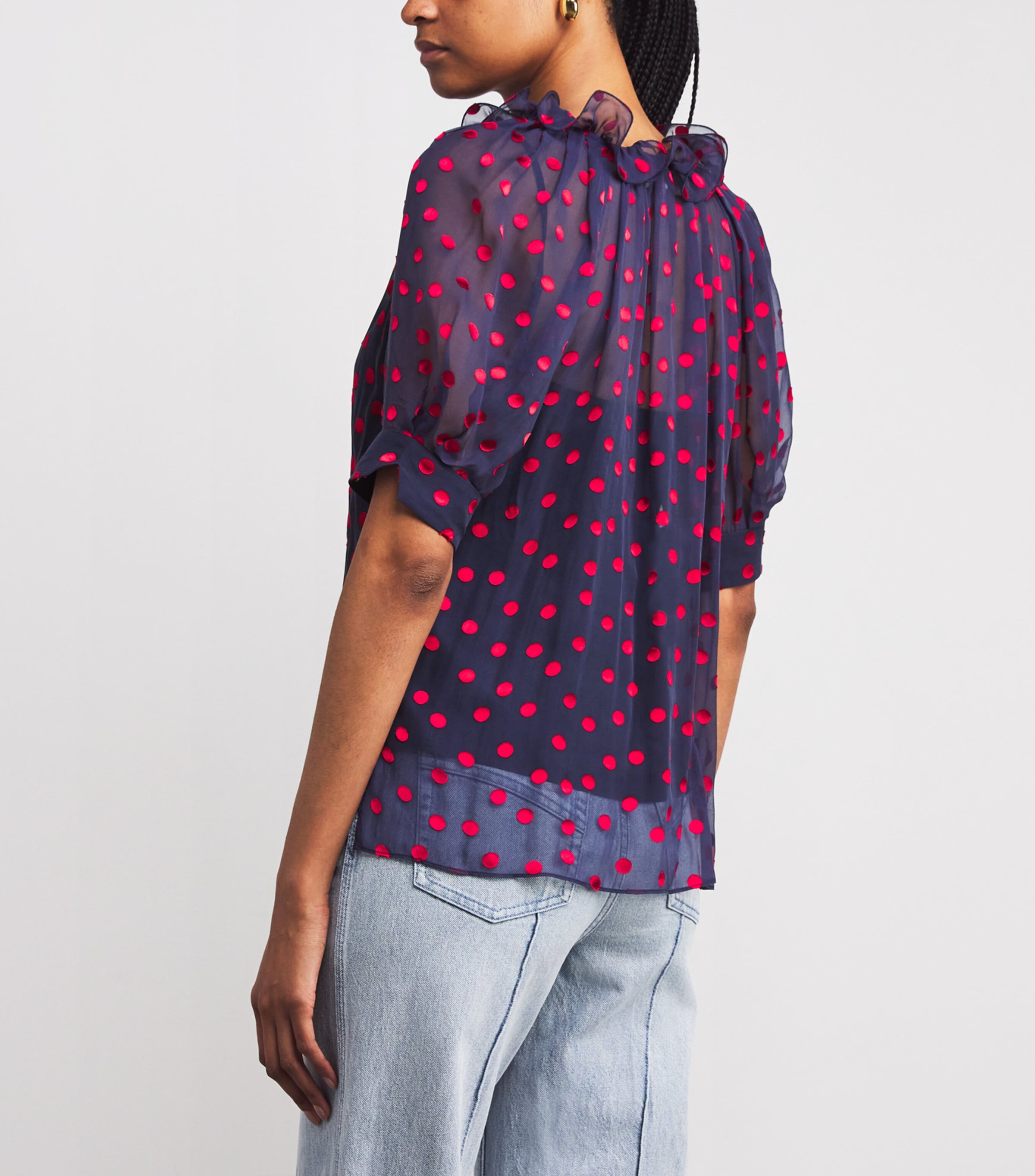 Saloni Multi Silk-Blend Devoré Polka Dot Josie Blouse | Harrods HK