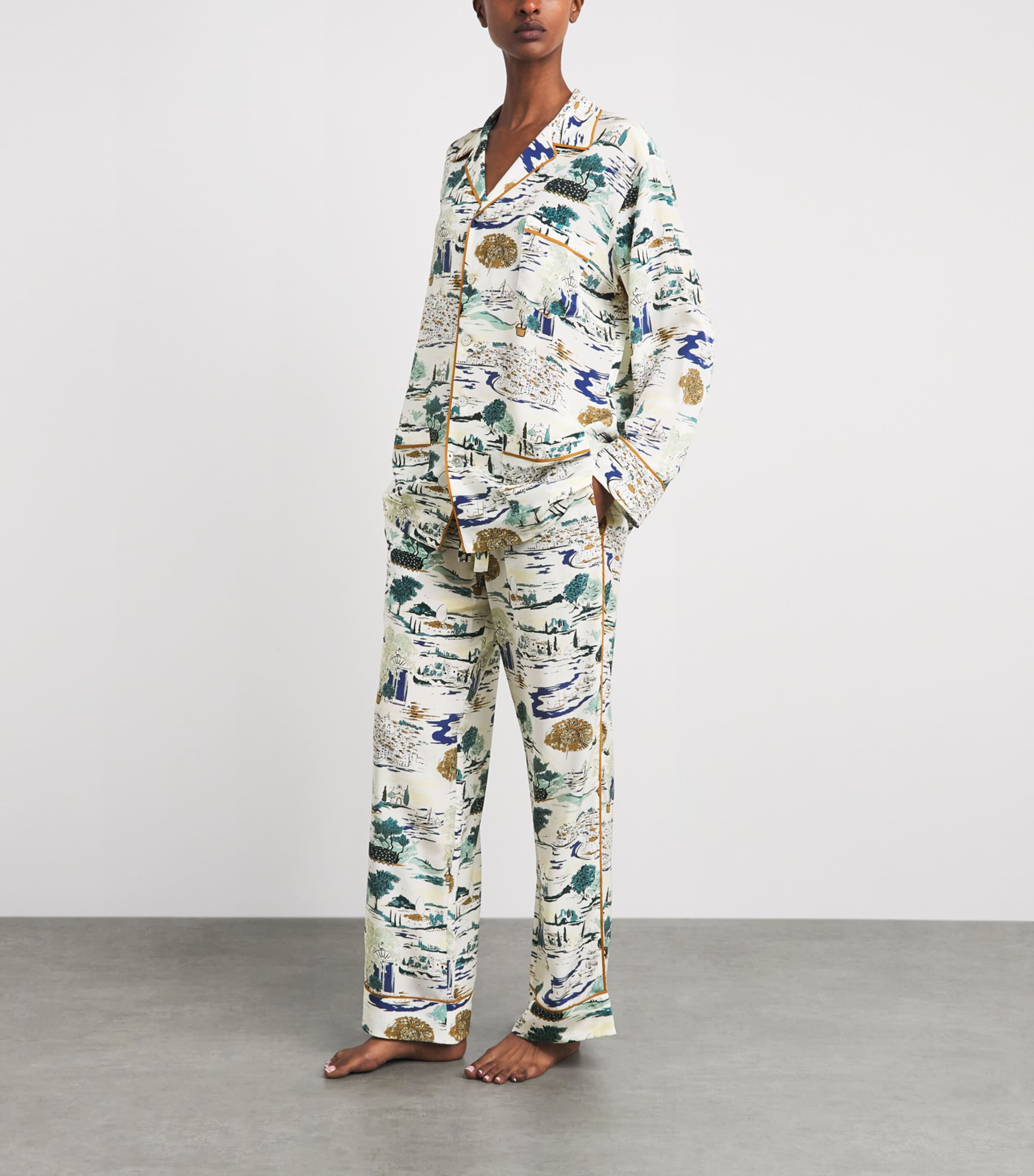 Olivia von Halle Multi Silk Landscape Yves Pyjama Set | Harrods AE