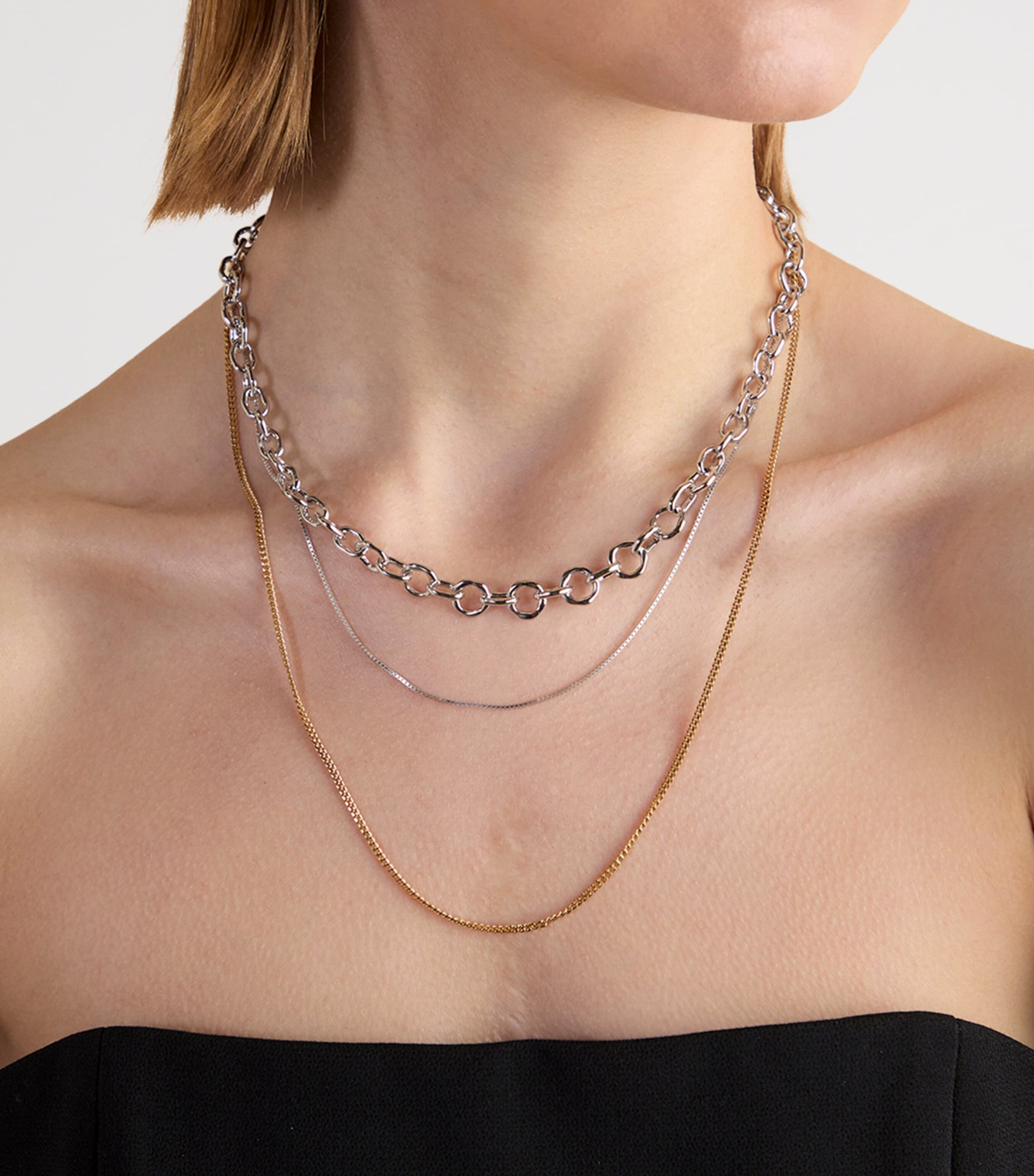 Astrid & Miyu Silver Rhodium-Plated Molten Link Chain Necklace | Harrods QA