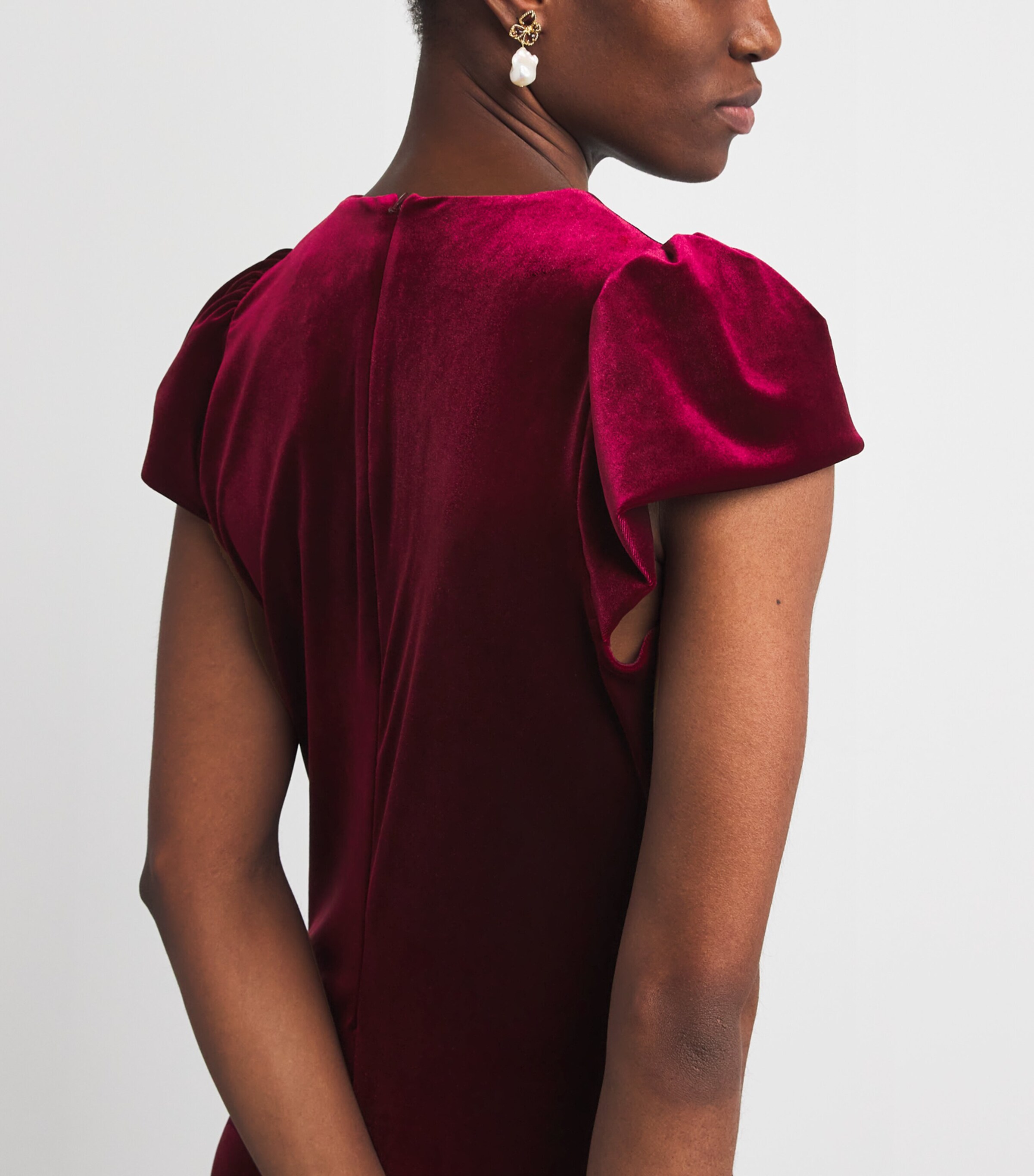 ME+EM Red Velour Draped Maxi Dress | Harrods UK