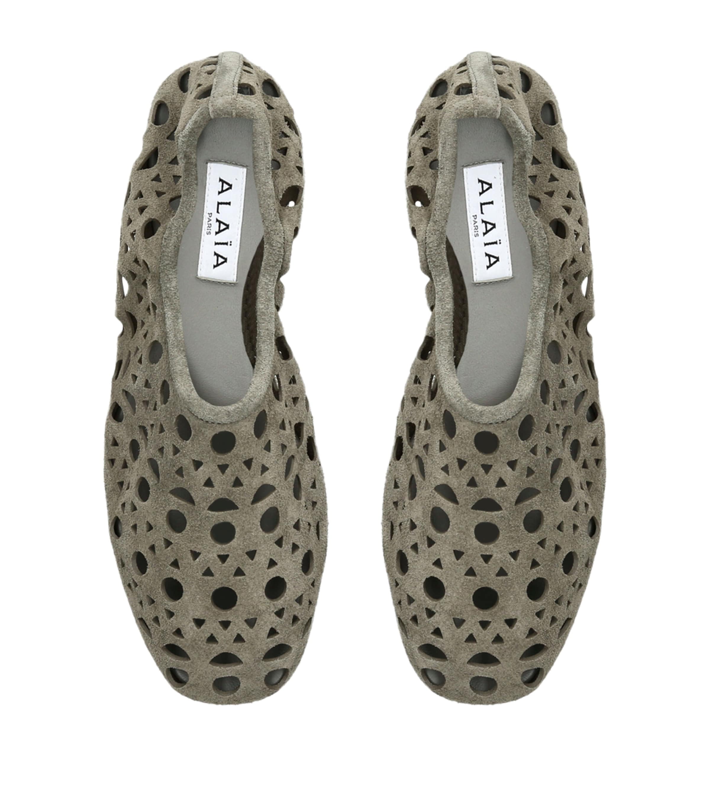 Alaïa Grey Suede Neo Vienne Slippers | Harrods US