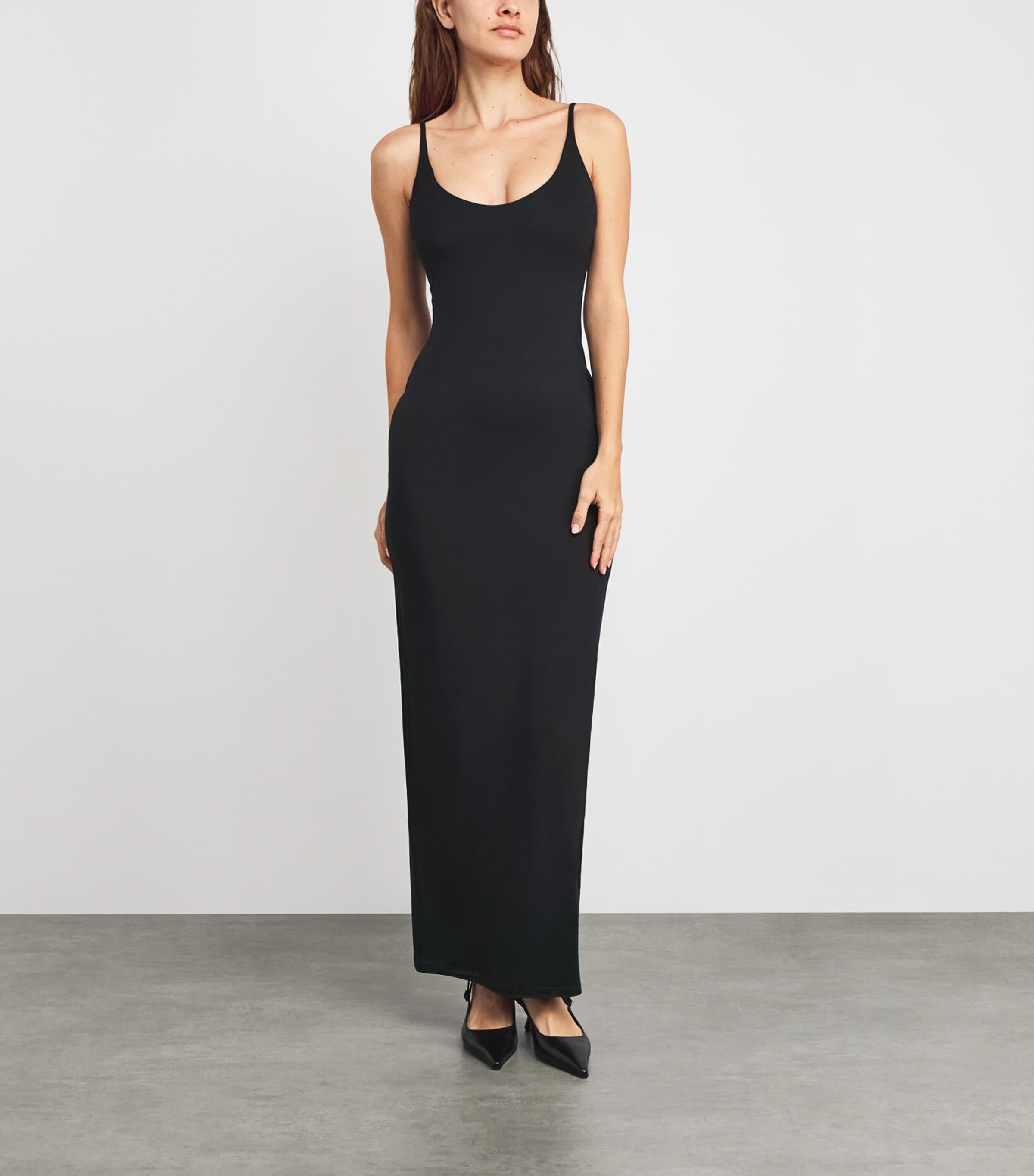 Skims Black Smooth Lounge Scoop-Neck Maxi Dress | Harrods US