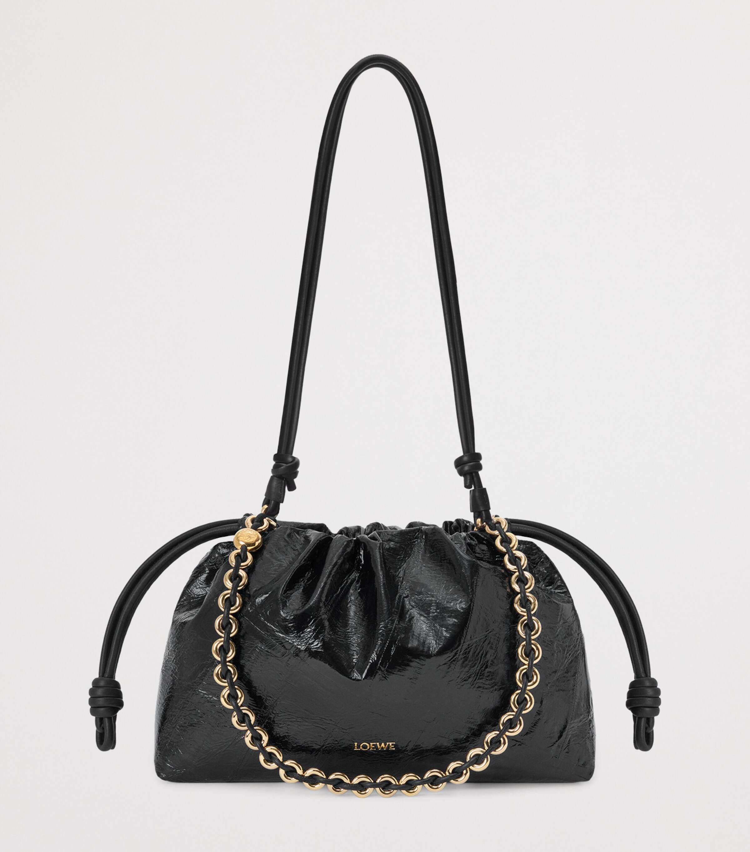 LOEWE Black Medium Eel Leather Flamenco Purse | Harrods JP