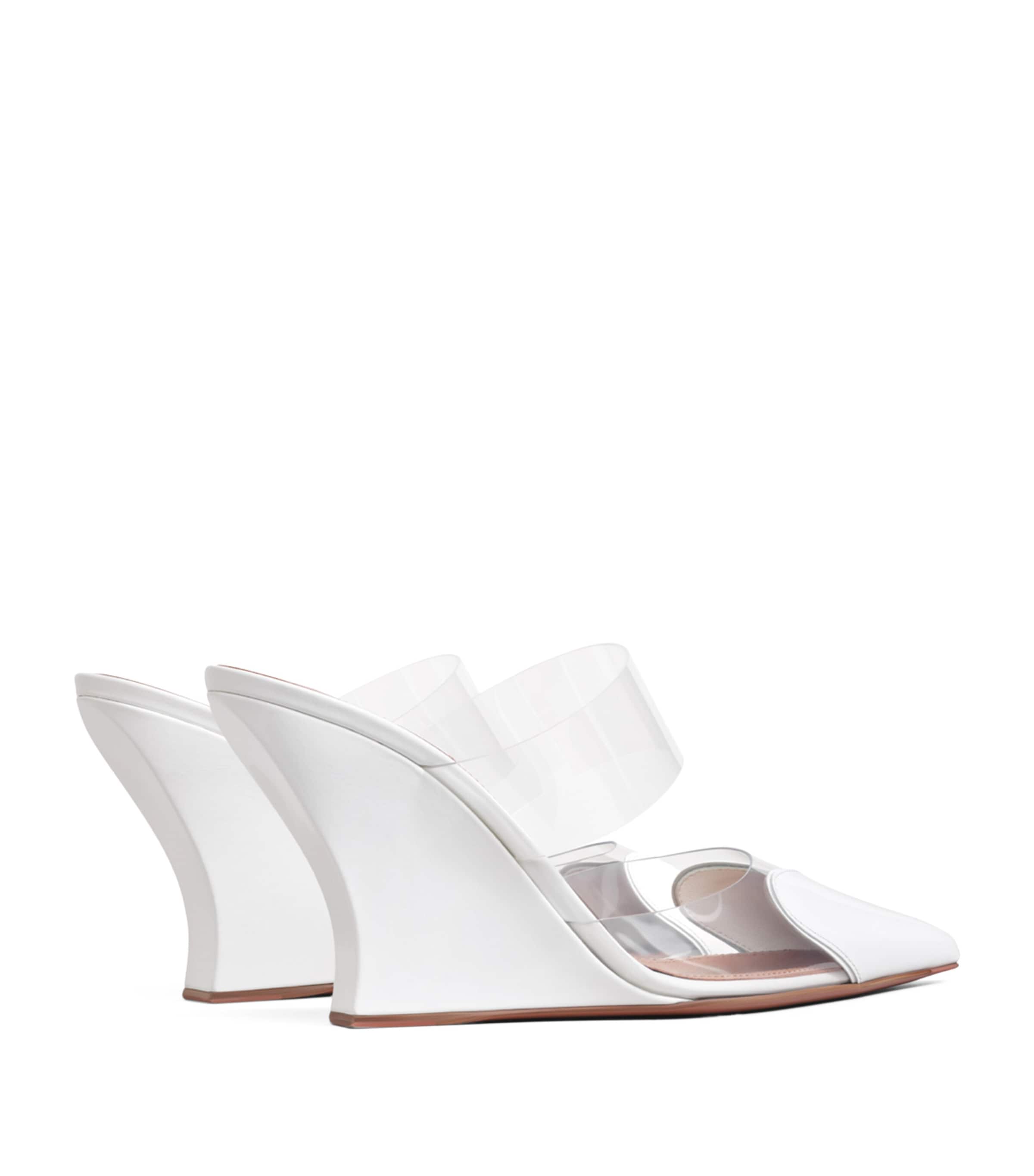 Alaïa White Leather-PVC Le Coeur Wedge Mules 90 | Harrods US