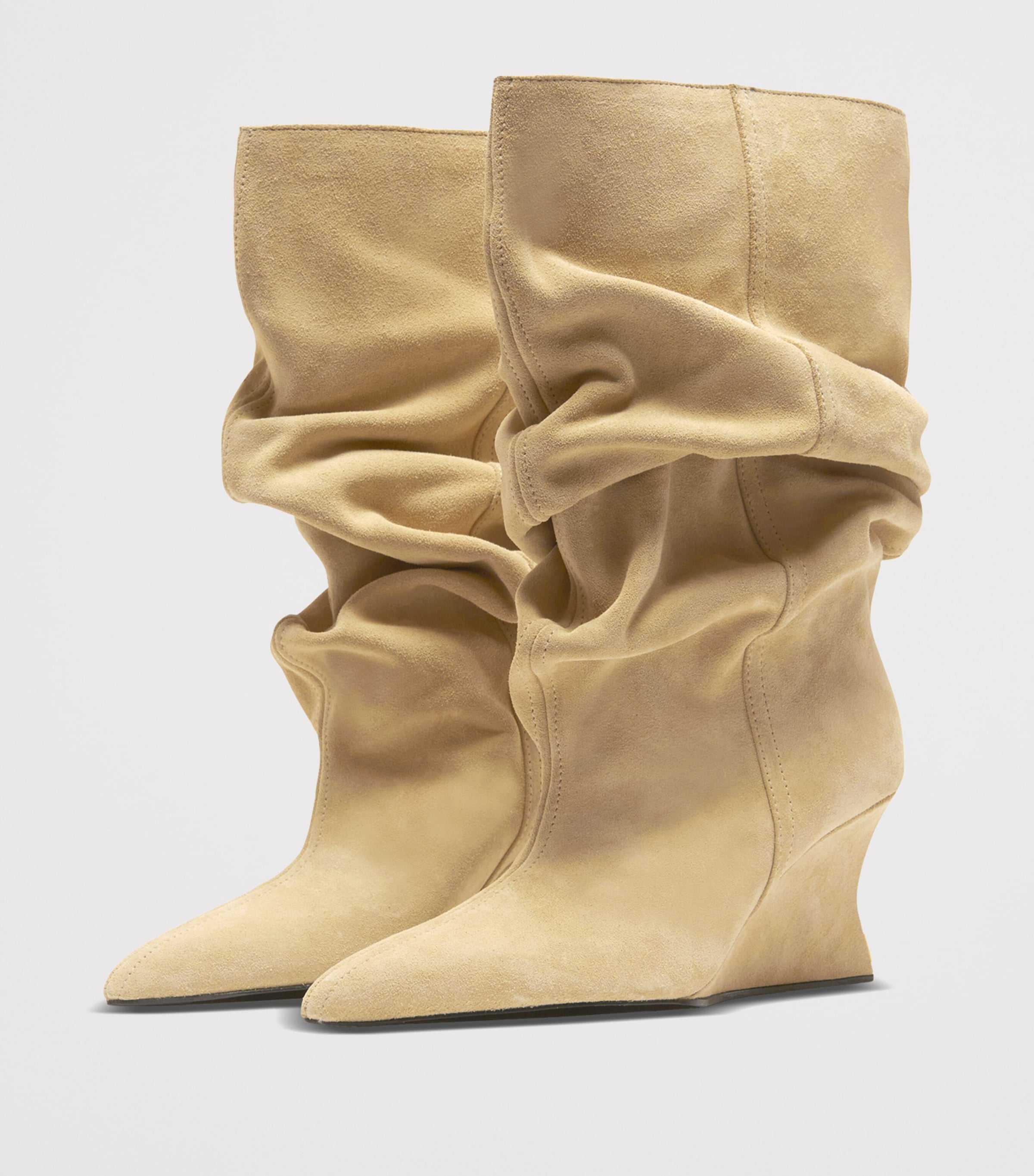 Balmain Beige Suede Wedge Ankle Boots 60 | Harrods US