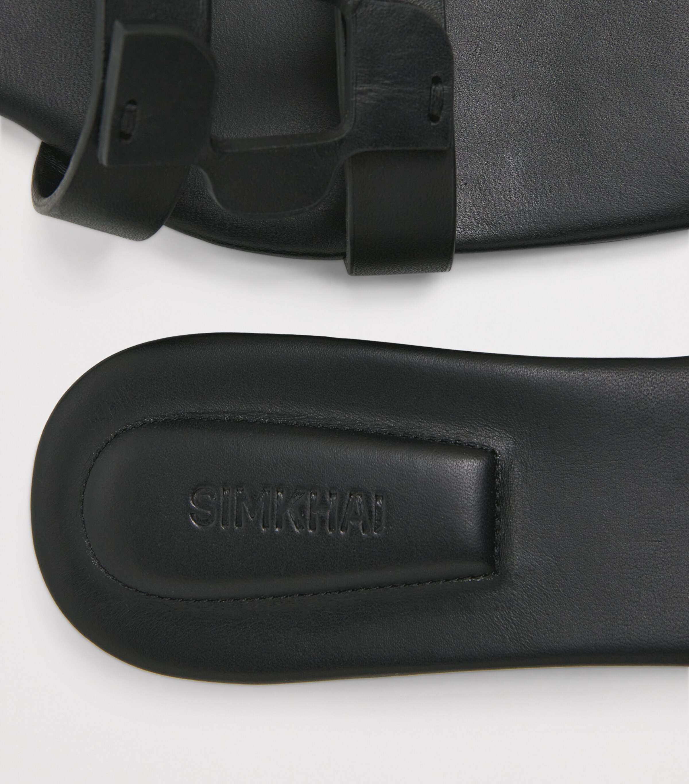 Simkhai Black Leather Monogram Slides | Harrods IN