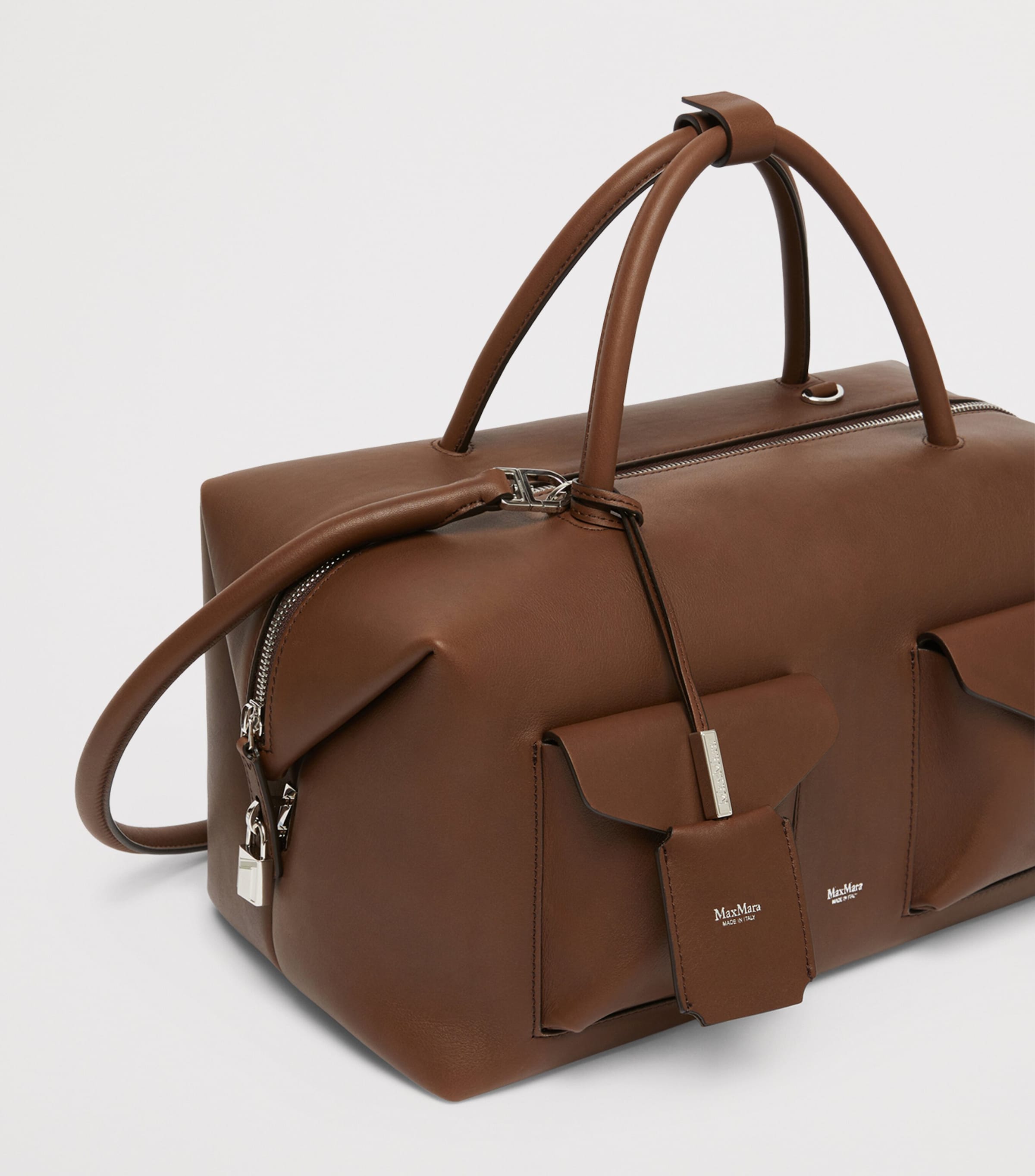 Max Mara Brown Large Leather Boston Bowler Bag | Harrods UK