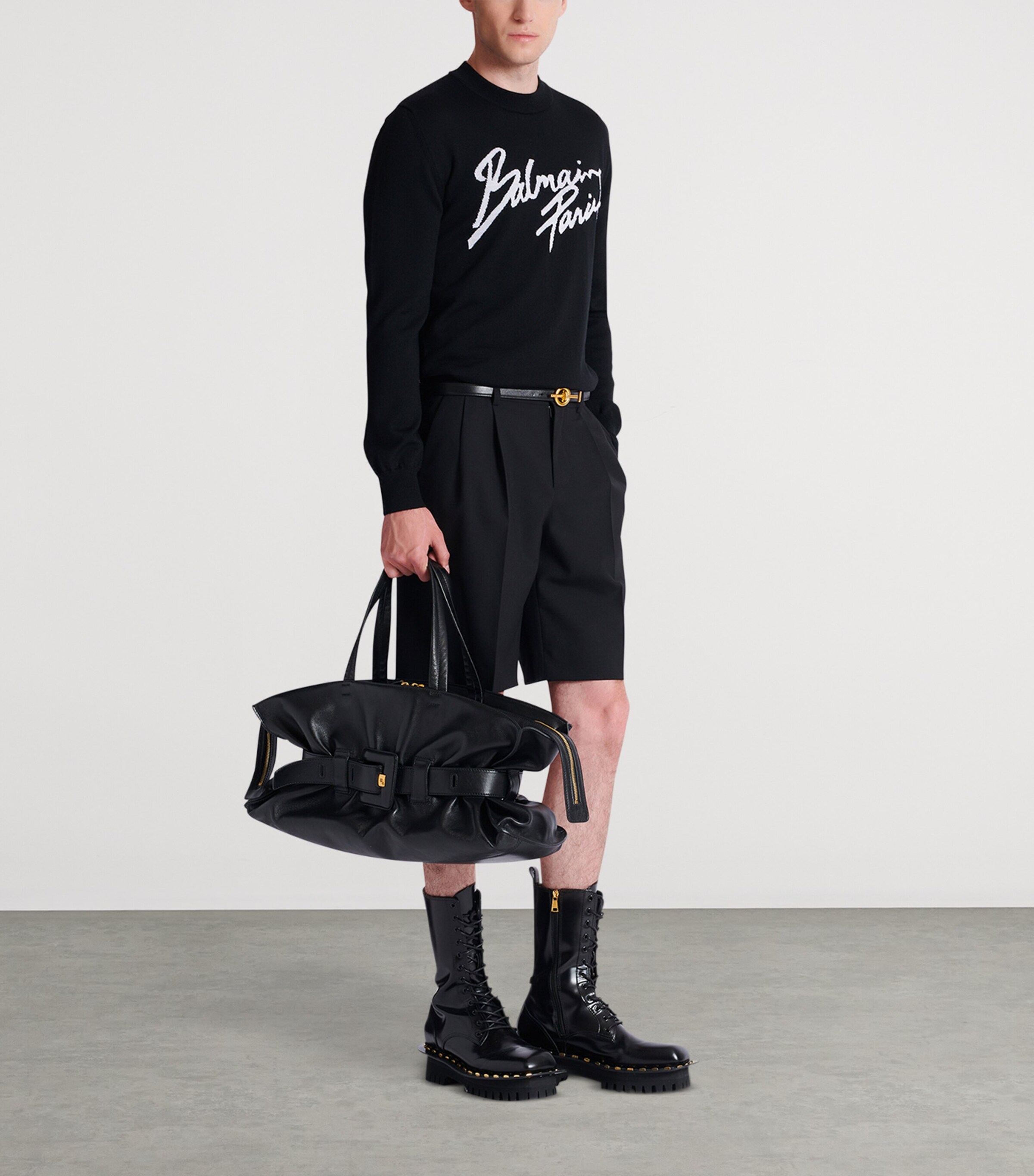 Balmain Black Large Leather Anthem Tote Bag | Harrods HK