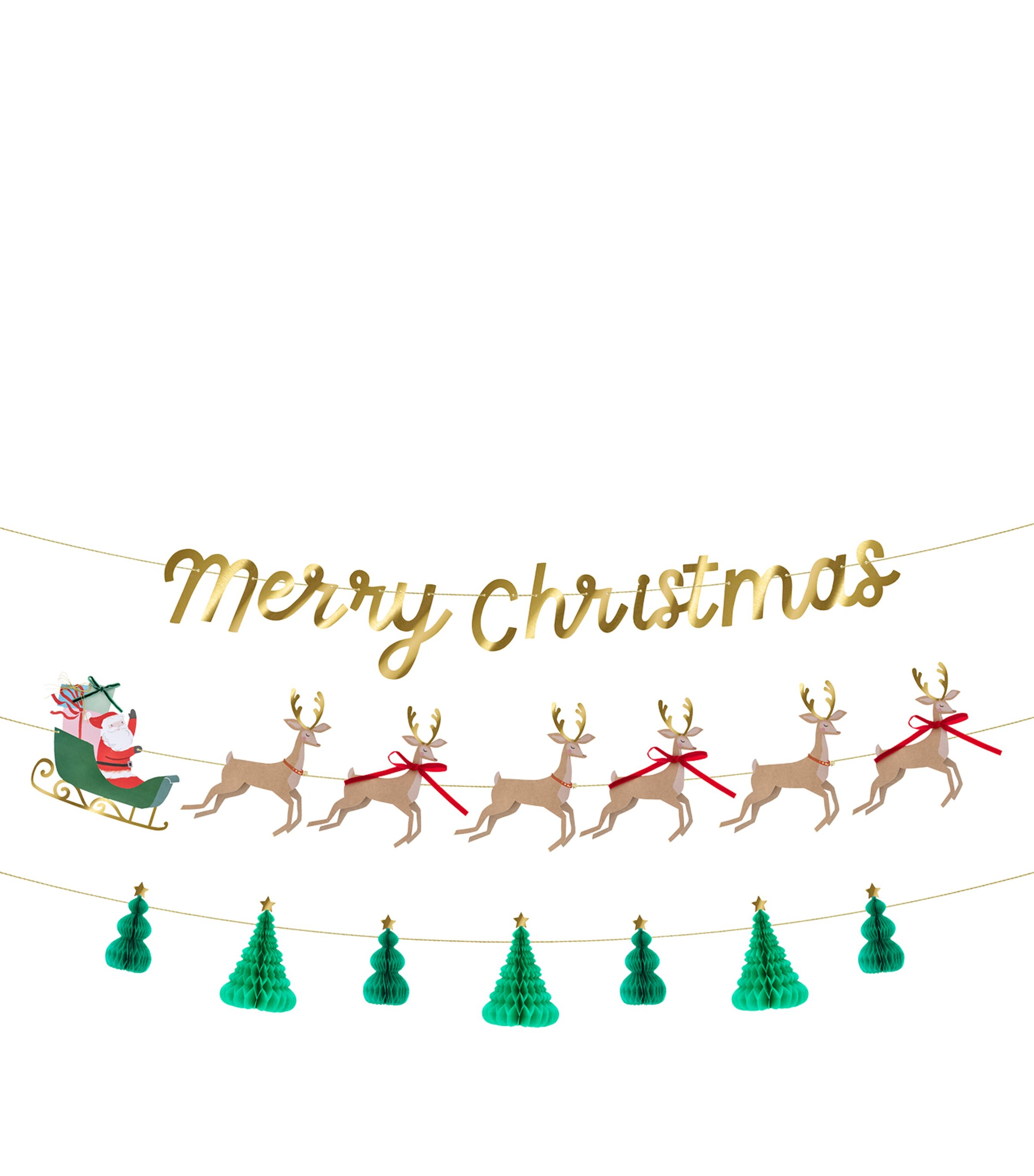 Meri Meri Santa, Sleigh and Reindeer Garland | Harrods AU