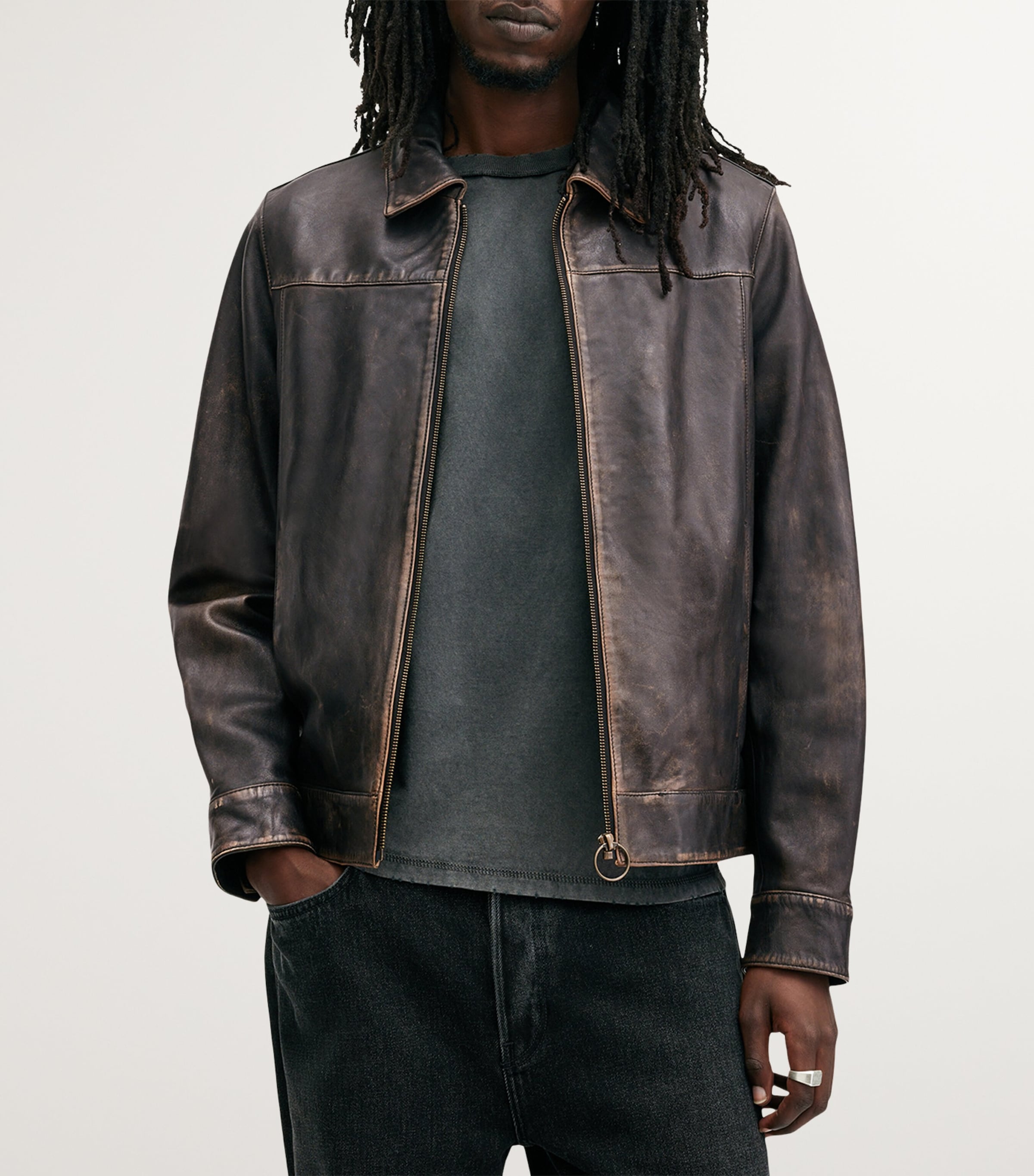 AllSaints Alkan Leather Jacket | Harrods UK