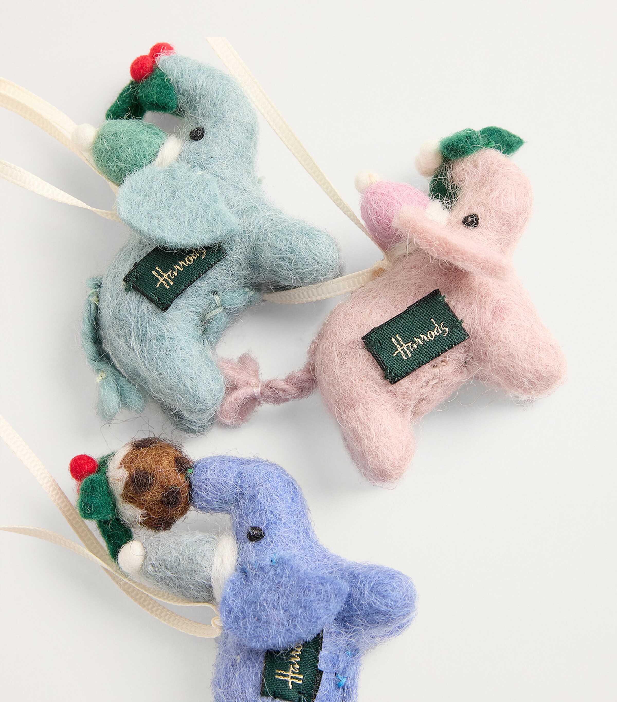 Harrods Felt Elephant Tree Decorations (Set of 3) | Harrods DE