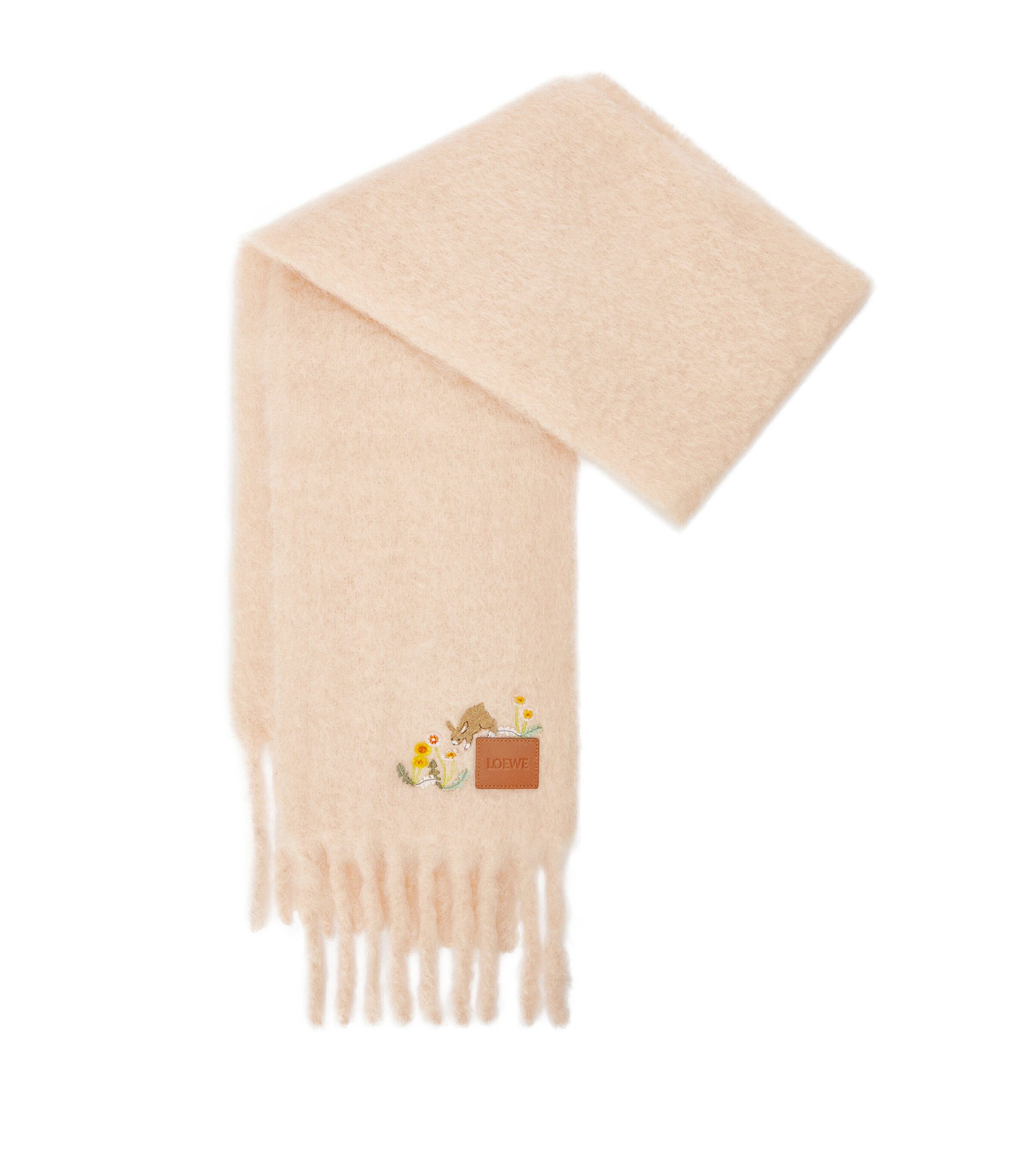 LOEWE x Suna Fujita Mohair-Wool-Blend Embroidered Scarf | Harrods TW