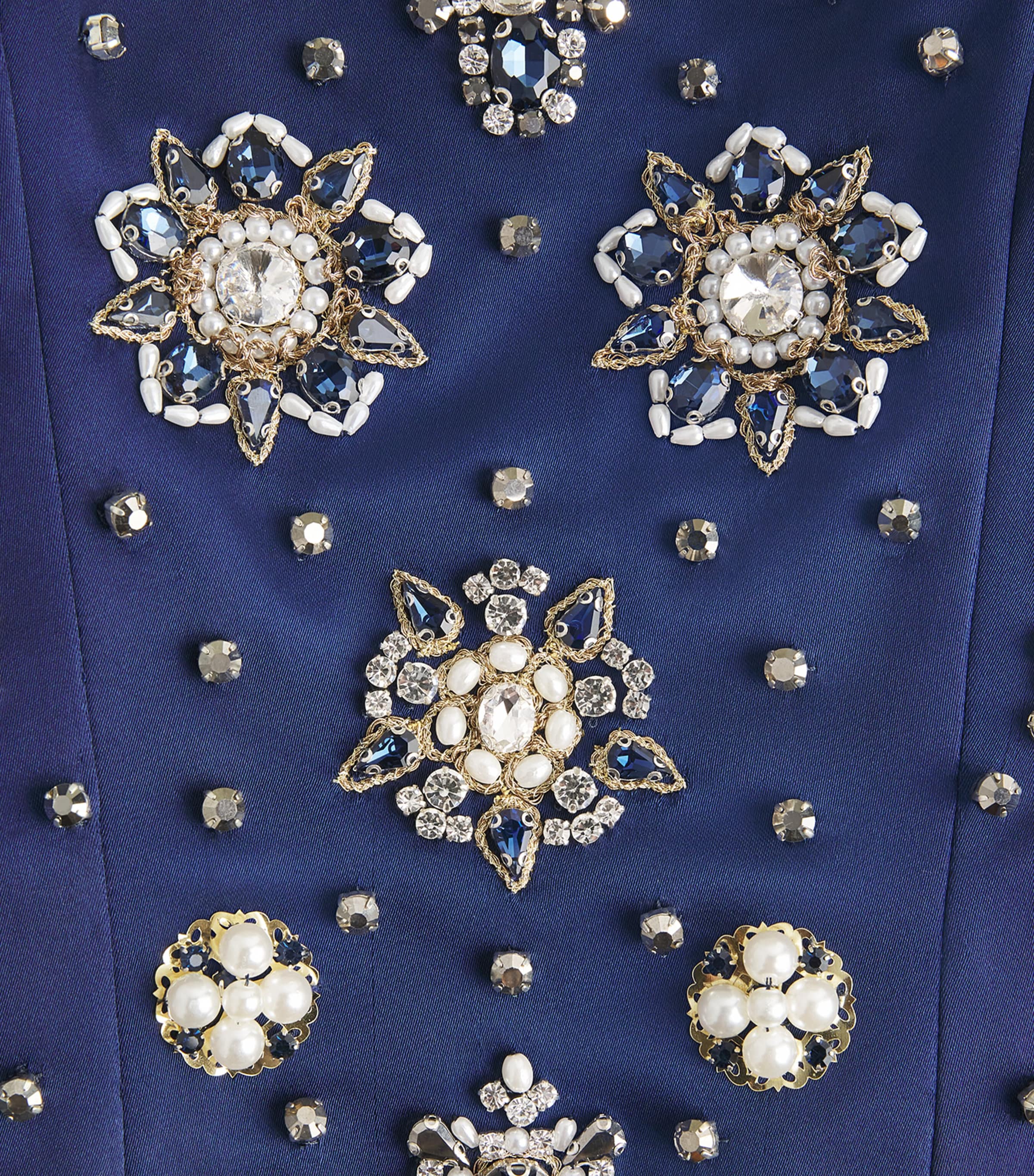 Alice+Olivia Navy Embellished Lilliana Crop Top | Harrods CA