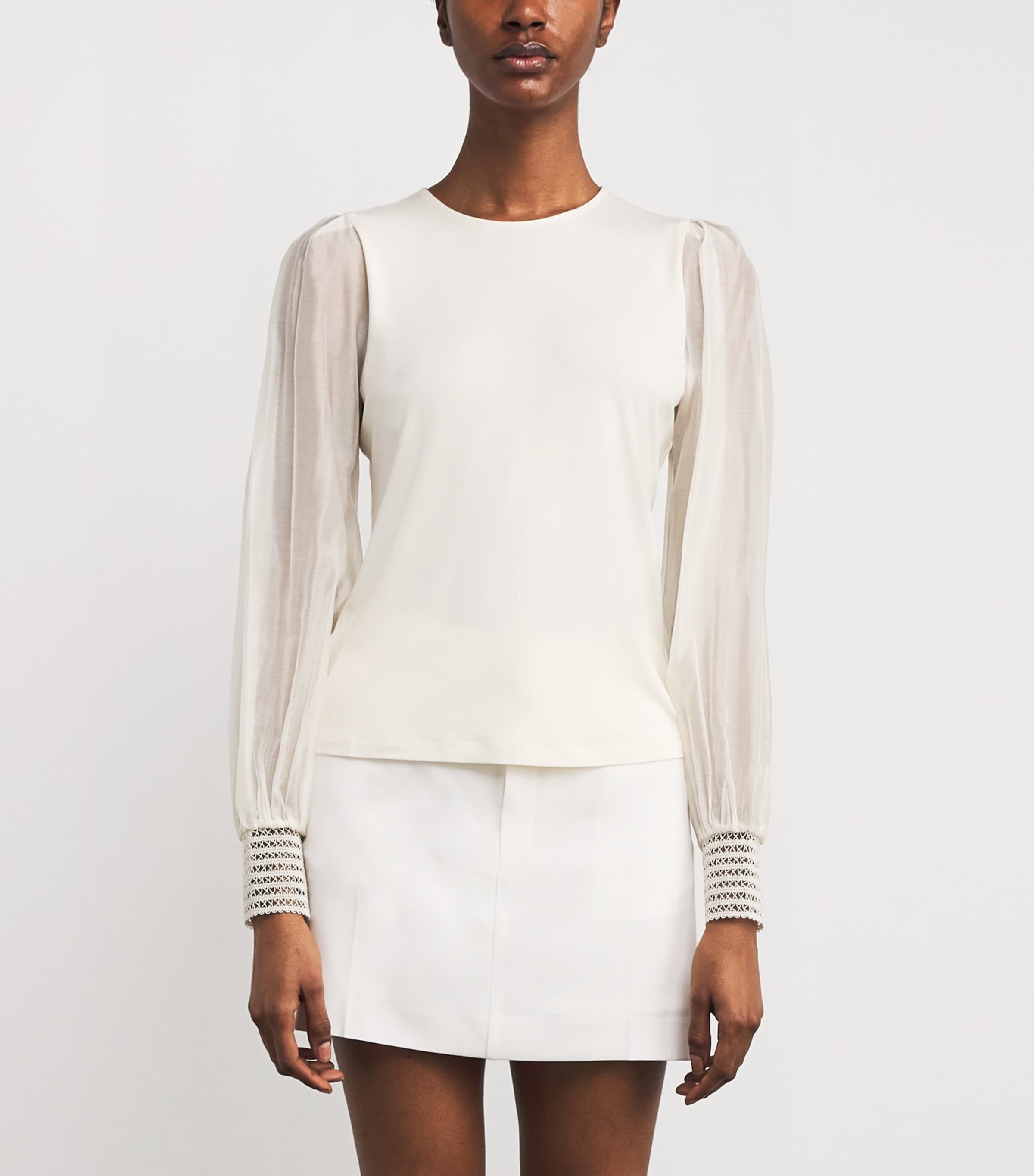 ME+EM Ivory Jersey Ballon-Sleeve Blouse | Harrods HK
