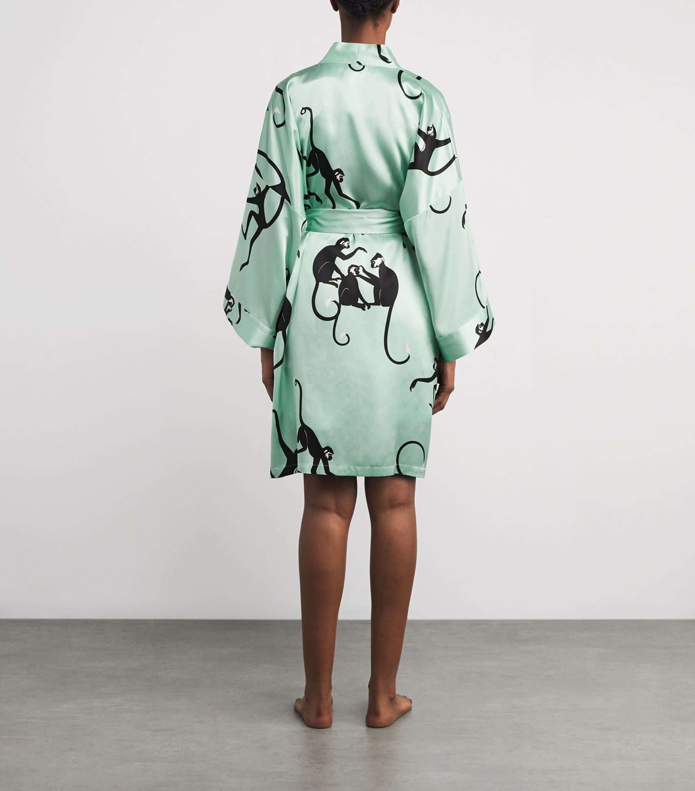 Olivia von Halle Blue Silk Monkey Print Mimi Robe | Harrods US