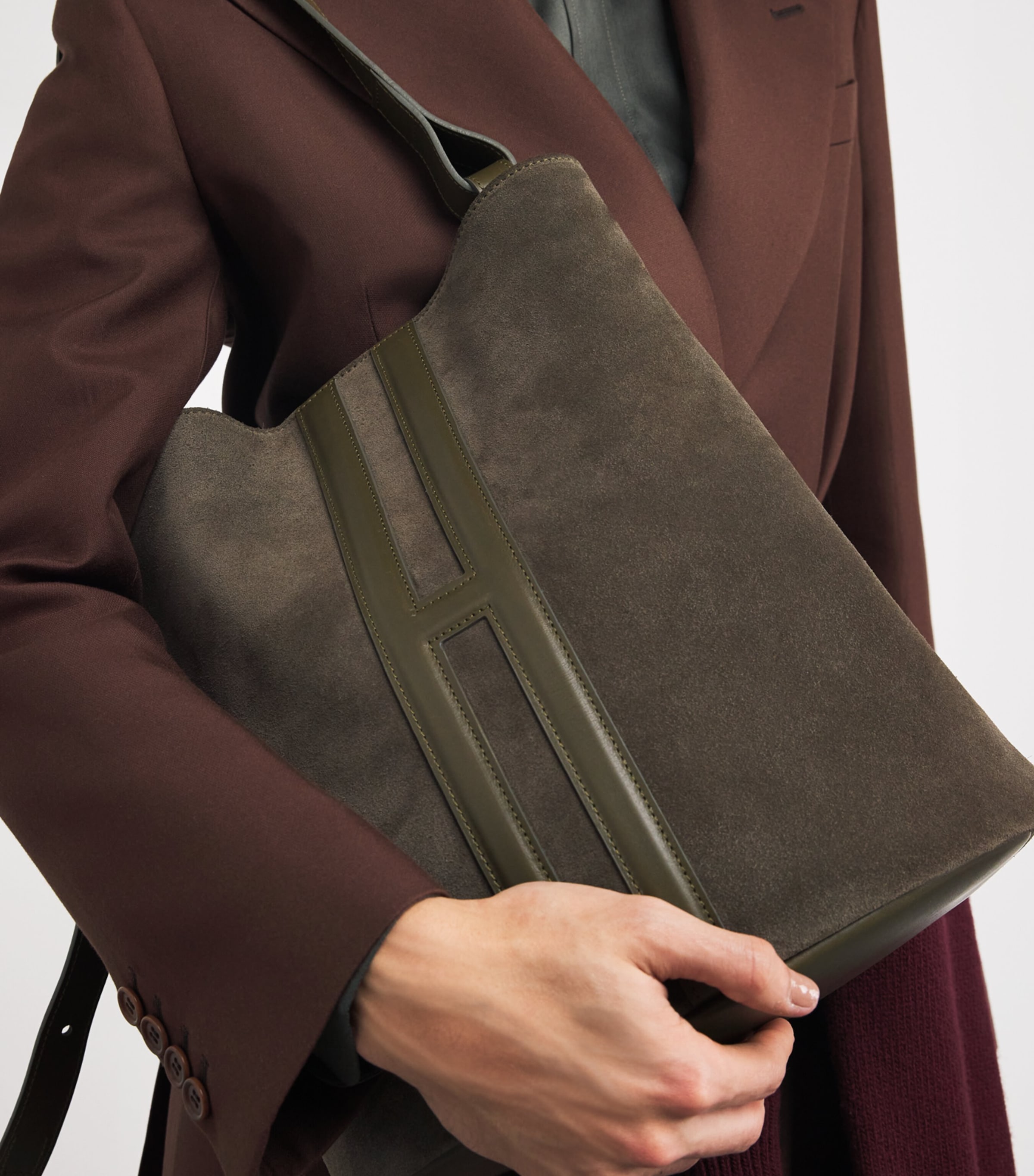 Harrods Green Suede H Tote Bag | Harrods AU
