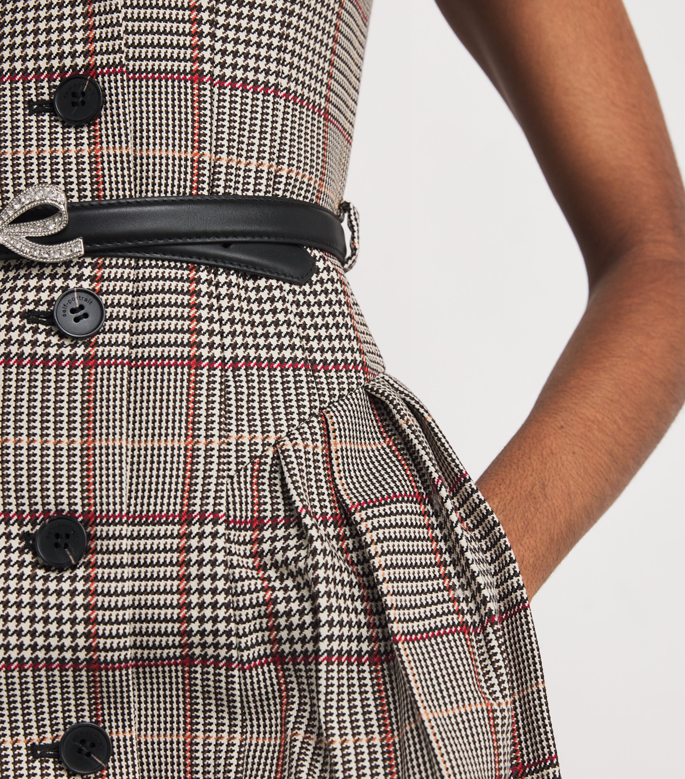 Self-Portrait Brown Houndstooth Mini Dress | Harrods UK