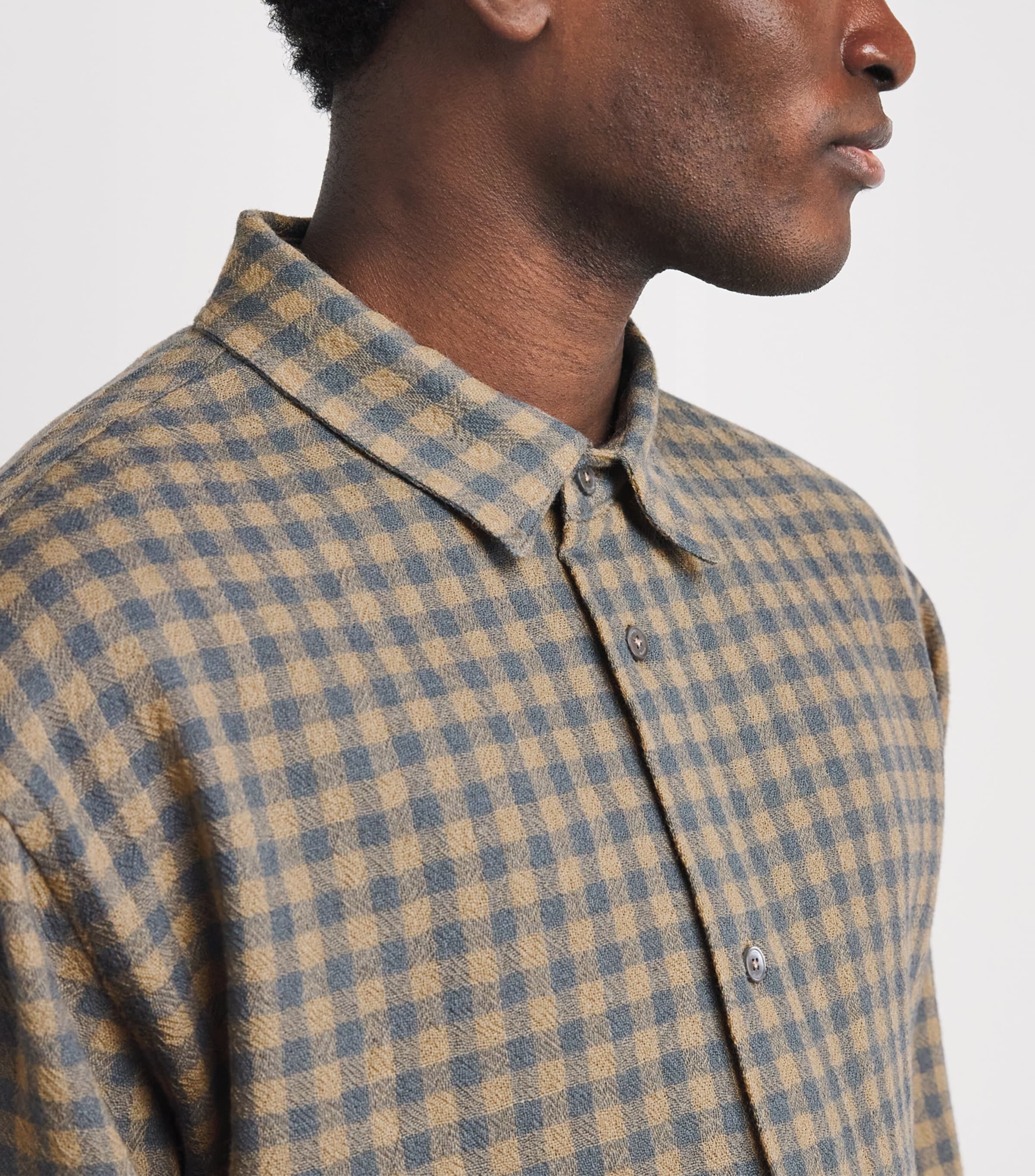FRAME Blue Virgin Wool Check Shirt | Harrods CA