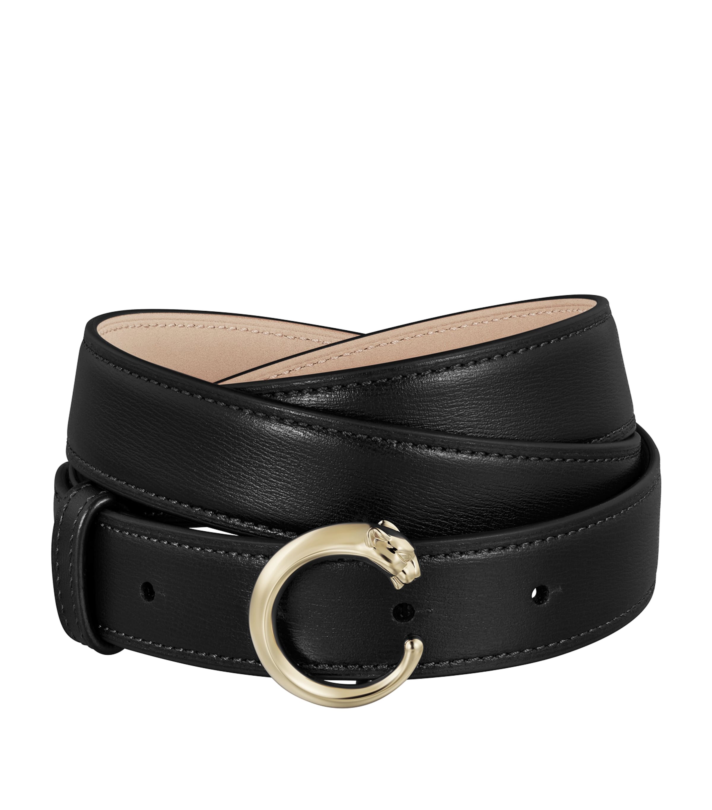 Cartier Black Leather Panthère de Cartier Belt (95cm) | Harrods UK