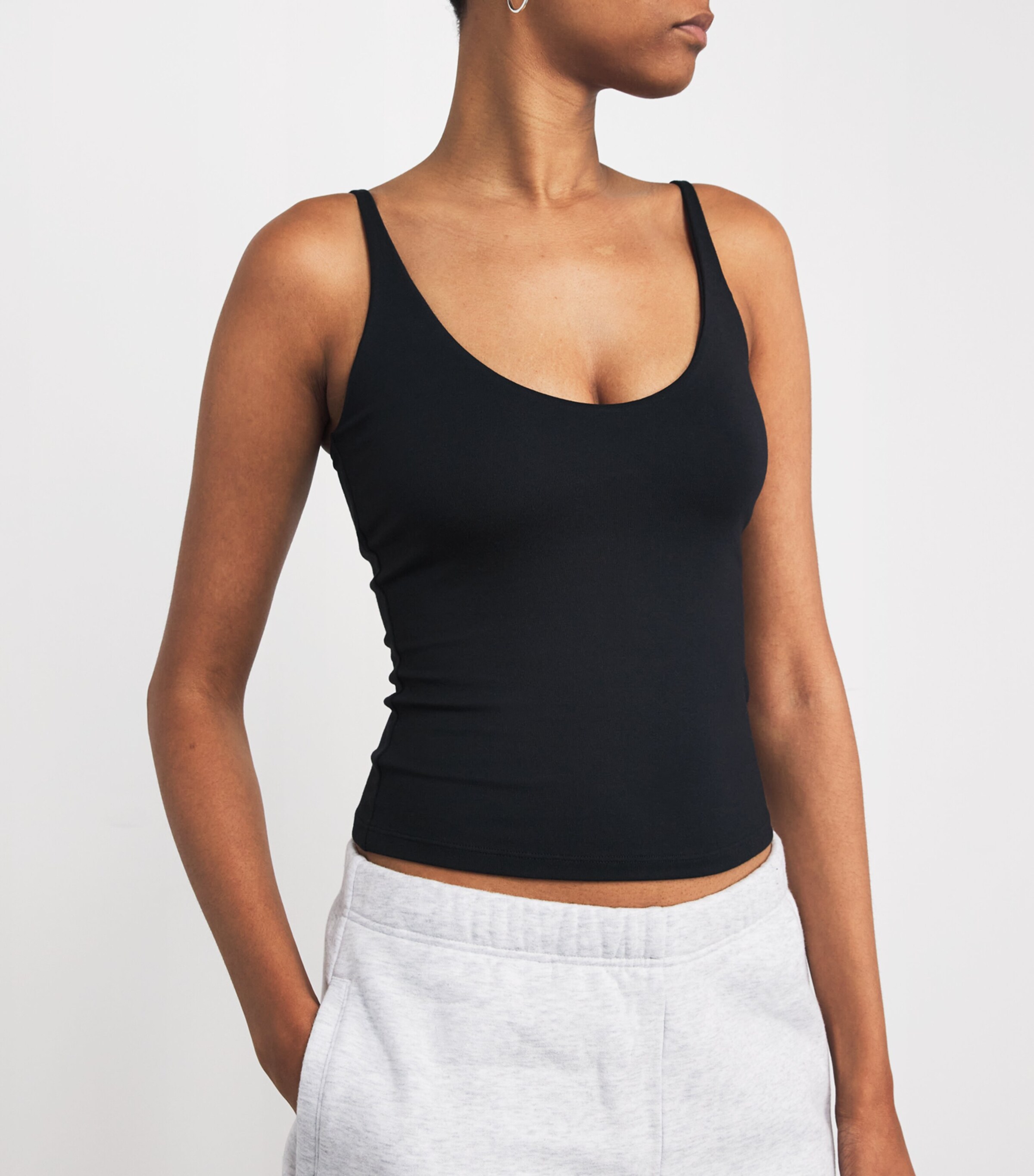 Skims Black Cotton Jersey Tank Top | Harrods UK