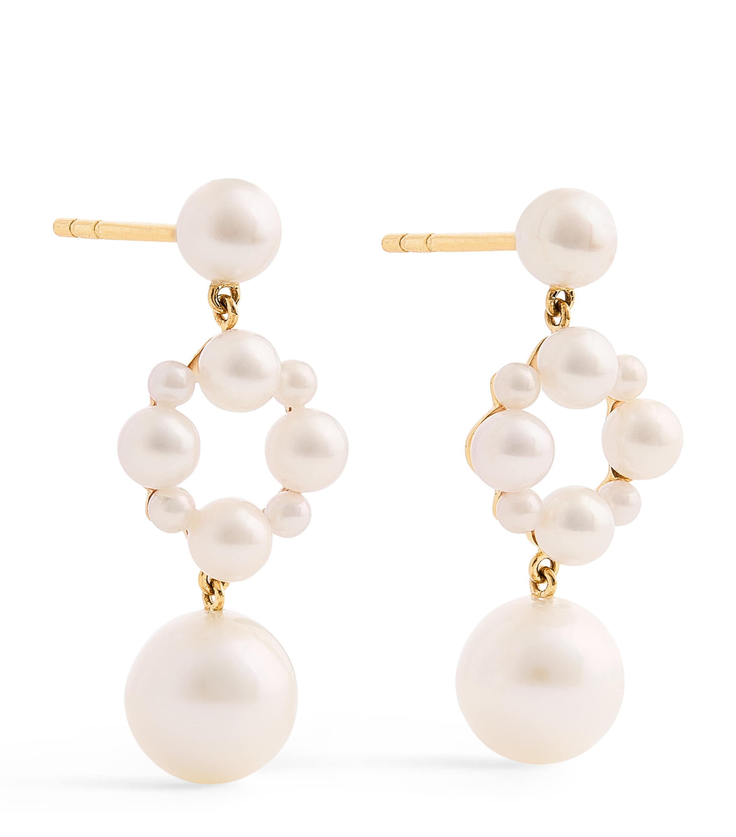 Sophie Bille Brahe Yellow Gold and Pearl Nebula Drop Earrings | Harrods IN