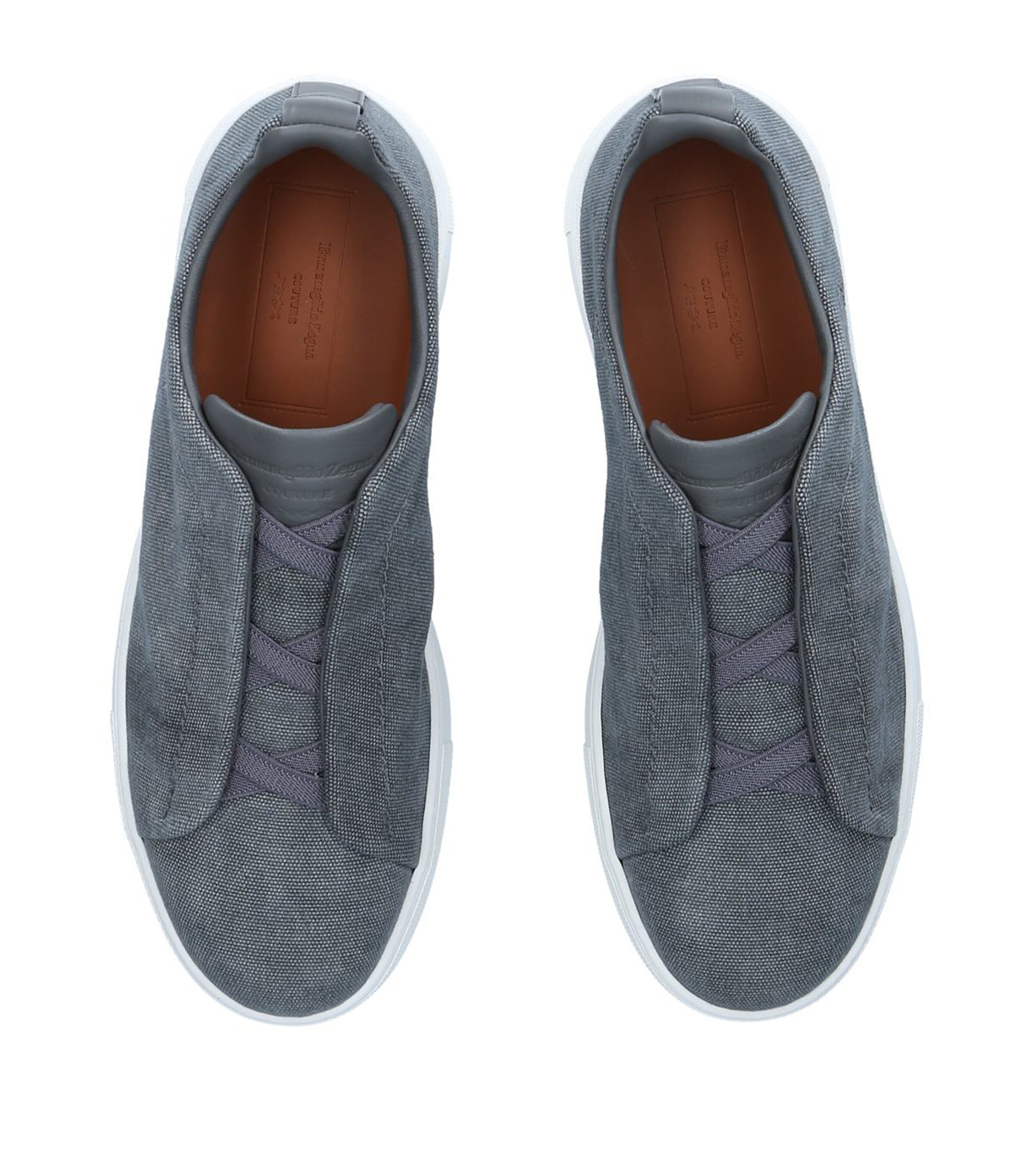 Zegna Grey Canvas Triple Stitch Sneakers | Harrods UK