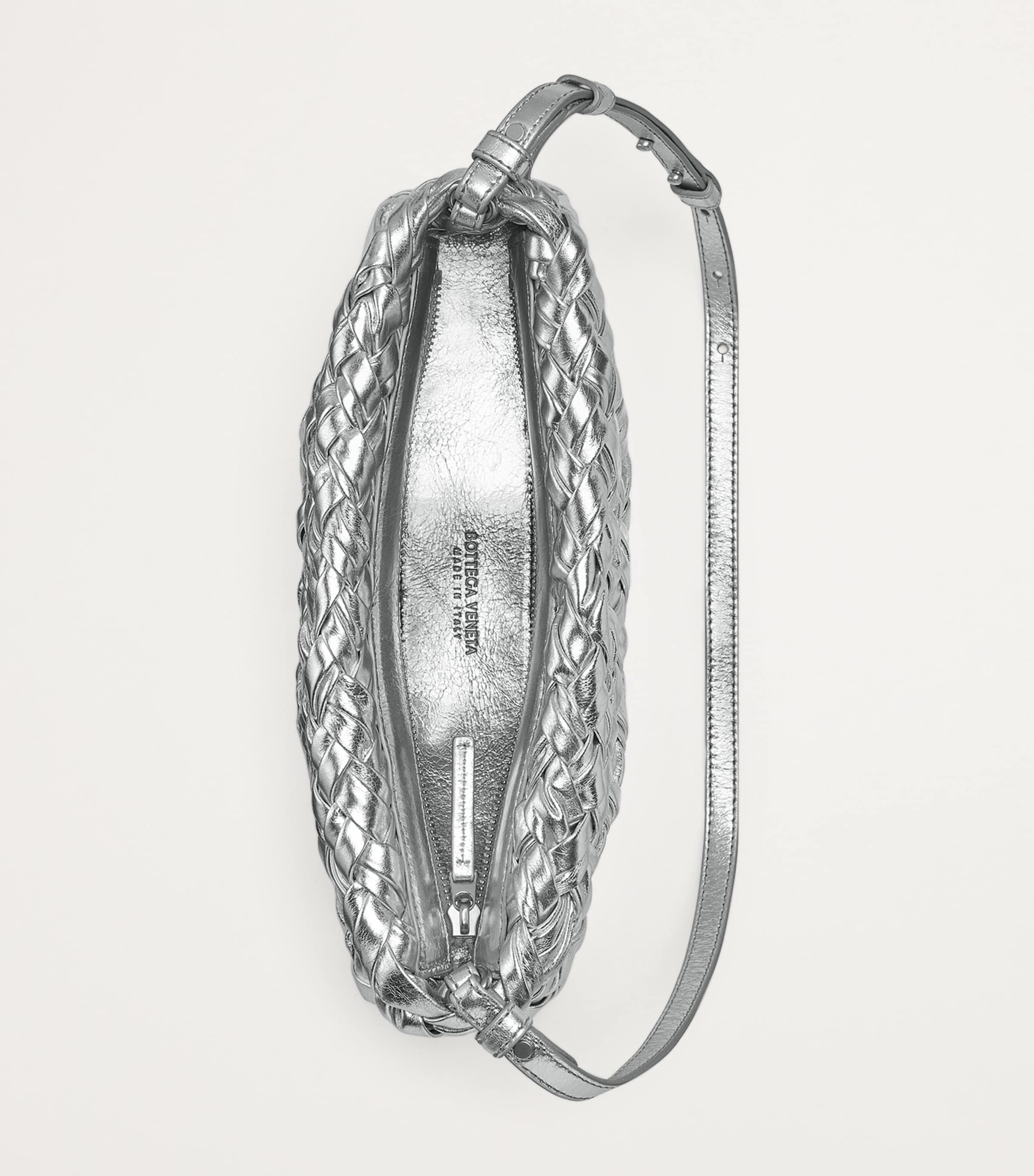 Bottega Veneta Silver Lambskin Kalimero Cha-Cha Shoulder Bag | Harrods UK