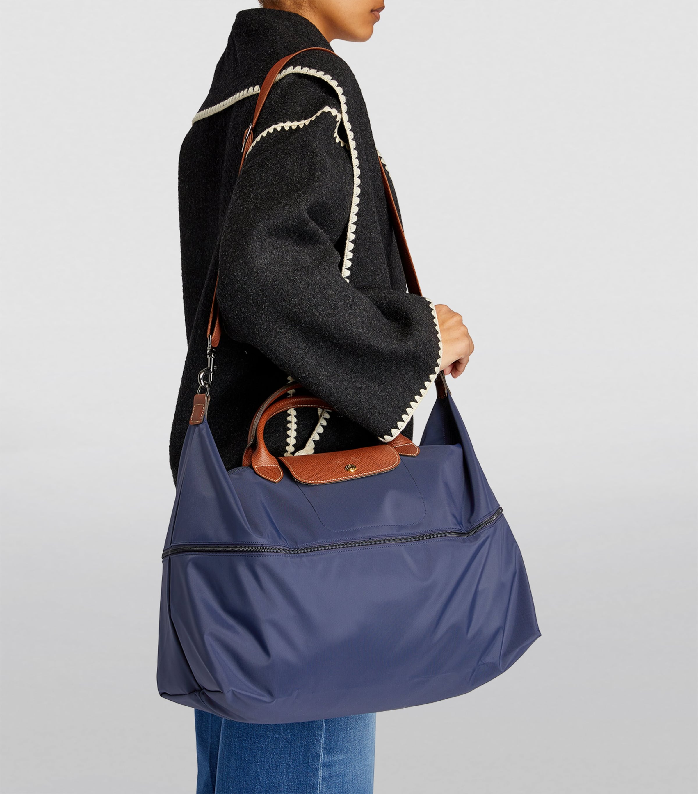 Longchamp Navy Expandable Le Pliage Original Travel Bag | Harrods UK