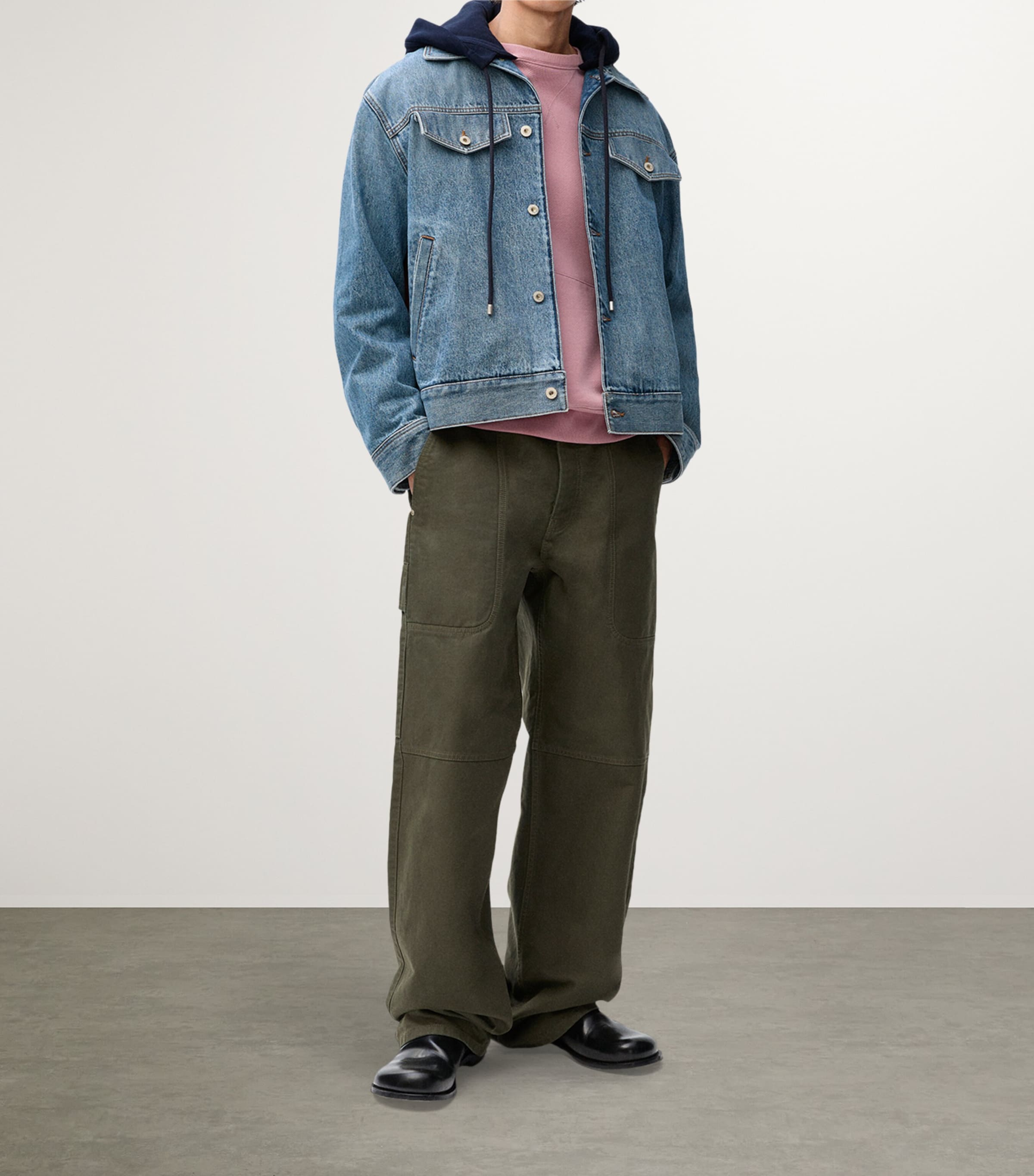 LOEWE Leather-Patch Denim Jacket | Harrods UK