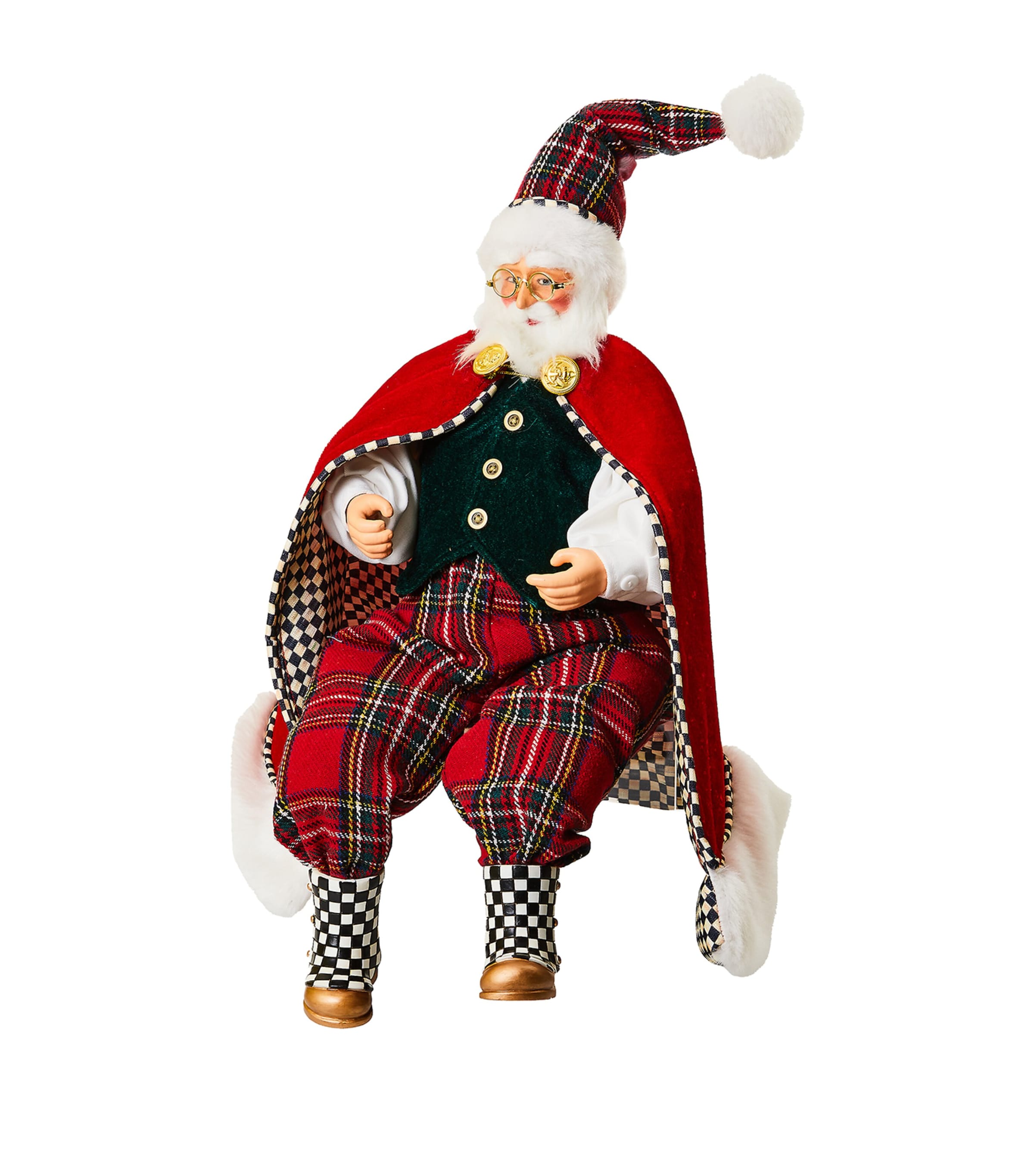 MacKenzie-Childs Tartan Santa Ornament | Harrods US