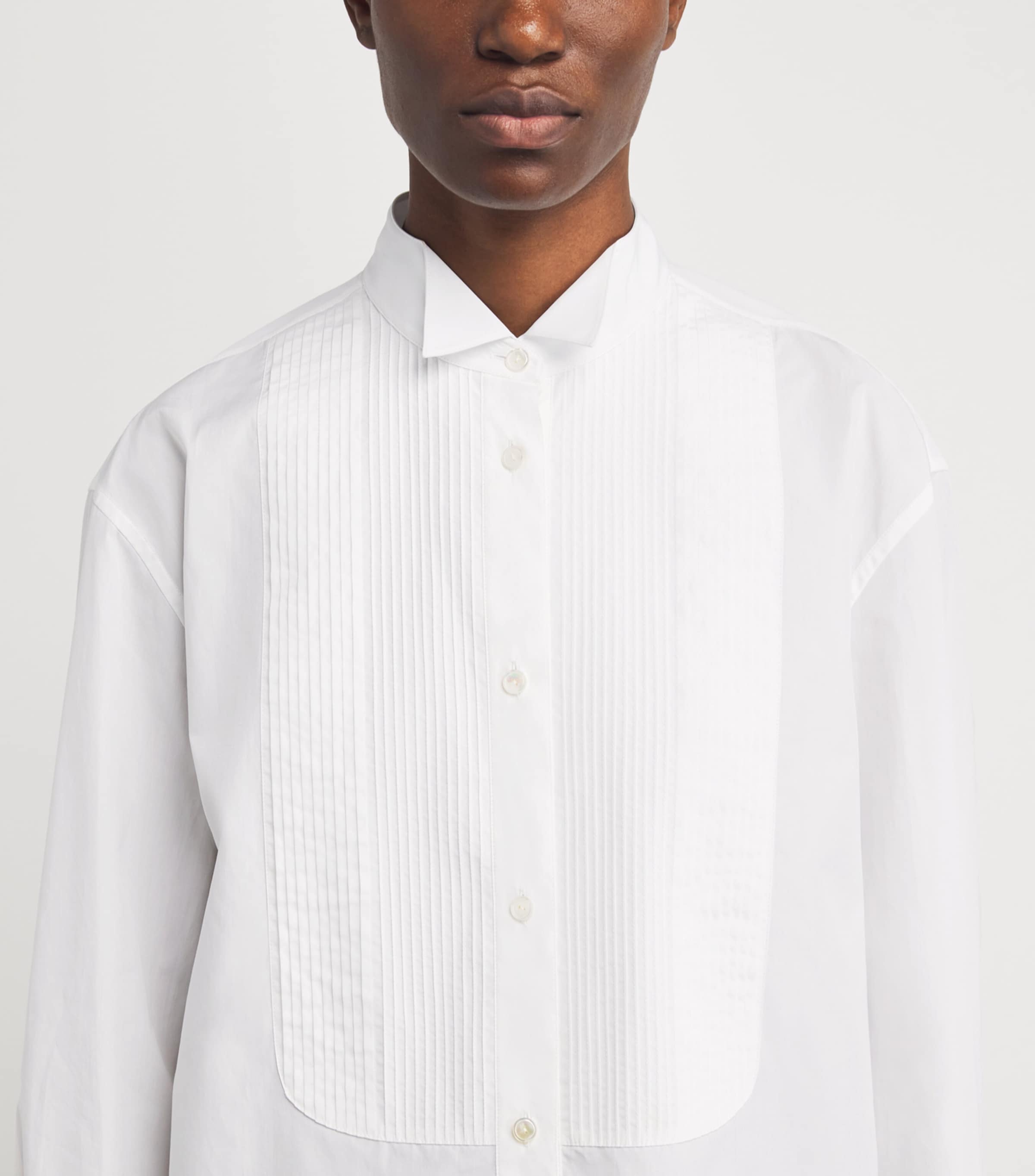 The Row White Erelia Cotton Tuxedo Shirt | Harrods DE