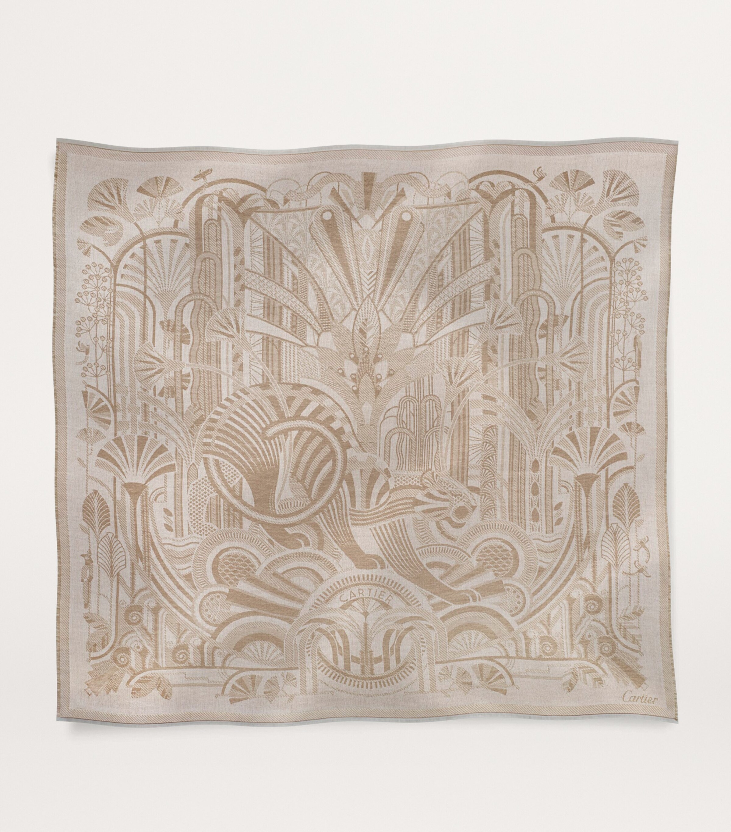 Cartier Beige Wool-Cashmere Panthère Art Deco Scarf | Harrods UK
