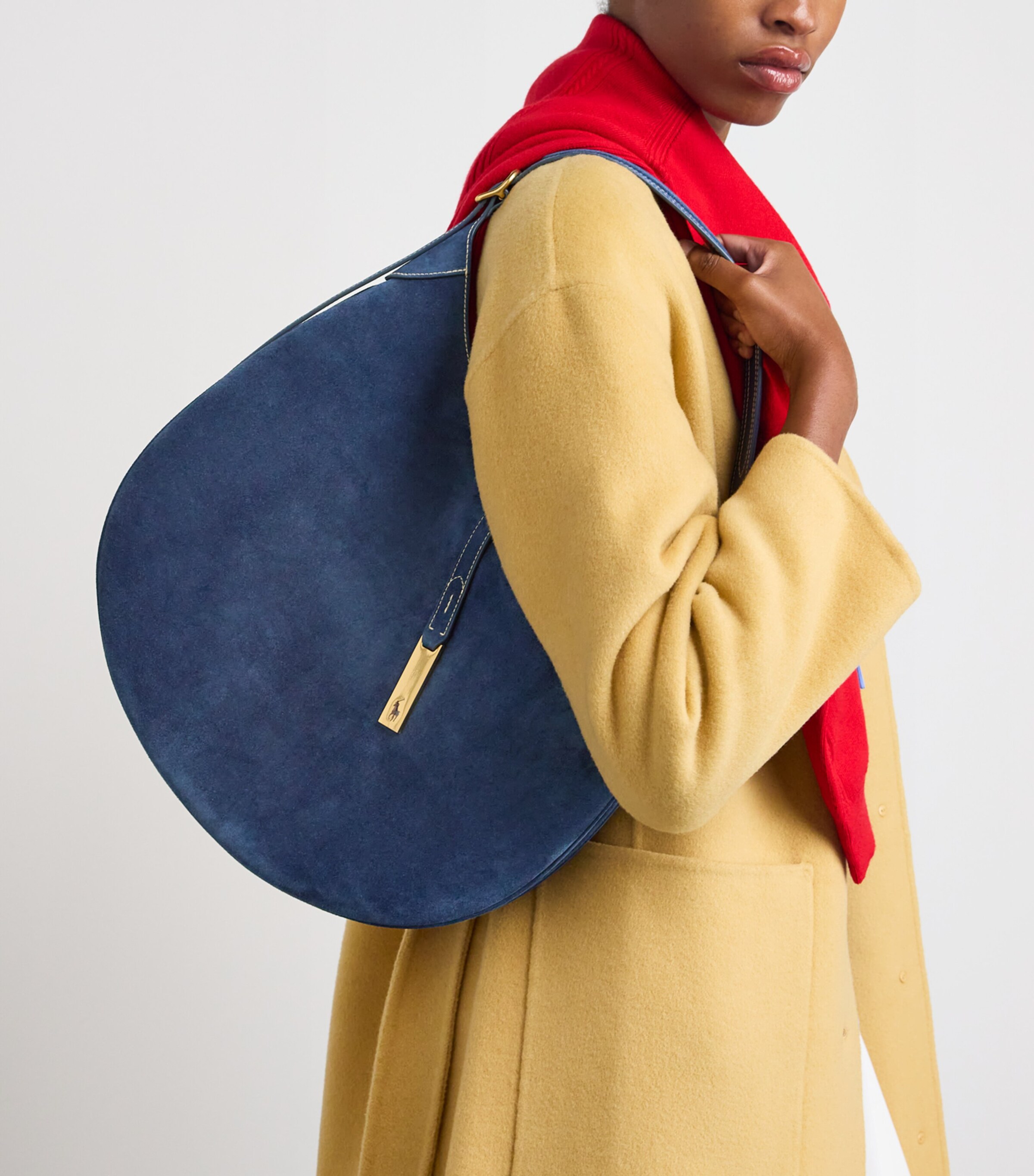 Polo Ralph Lauren Navy Medium Suede ID Shoulder Bag | Harrods US