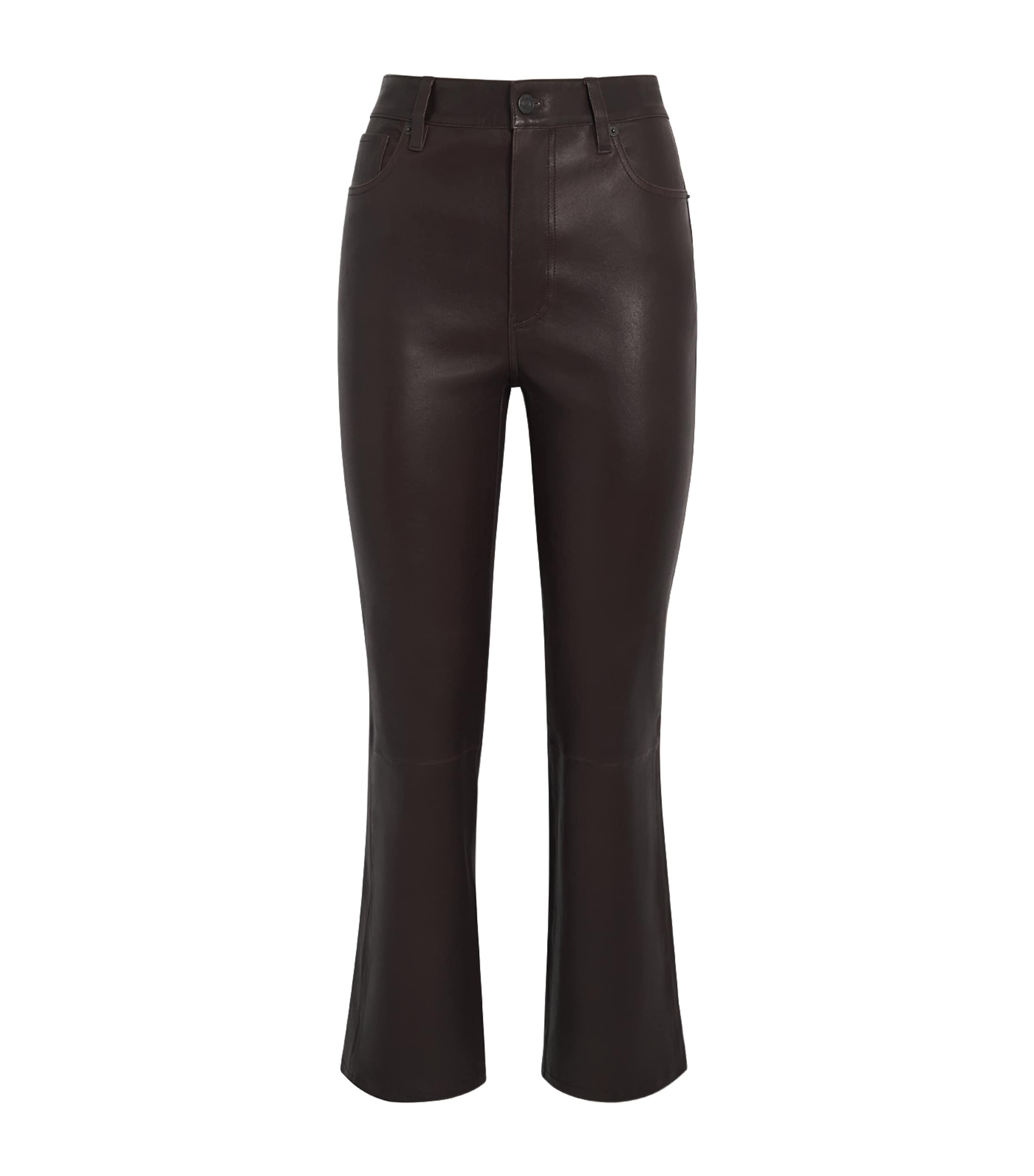 FRAME Black The Leather Reboot Crop Trousers | Harrods UK