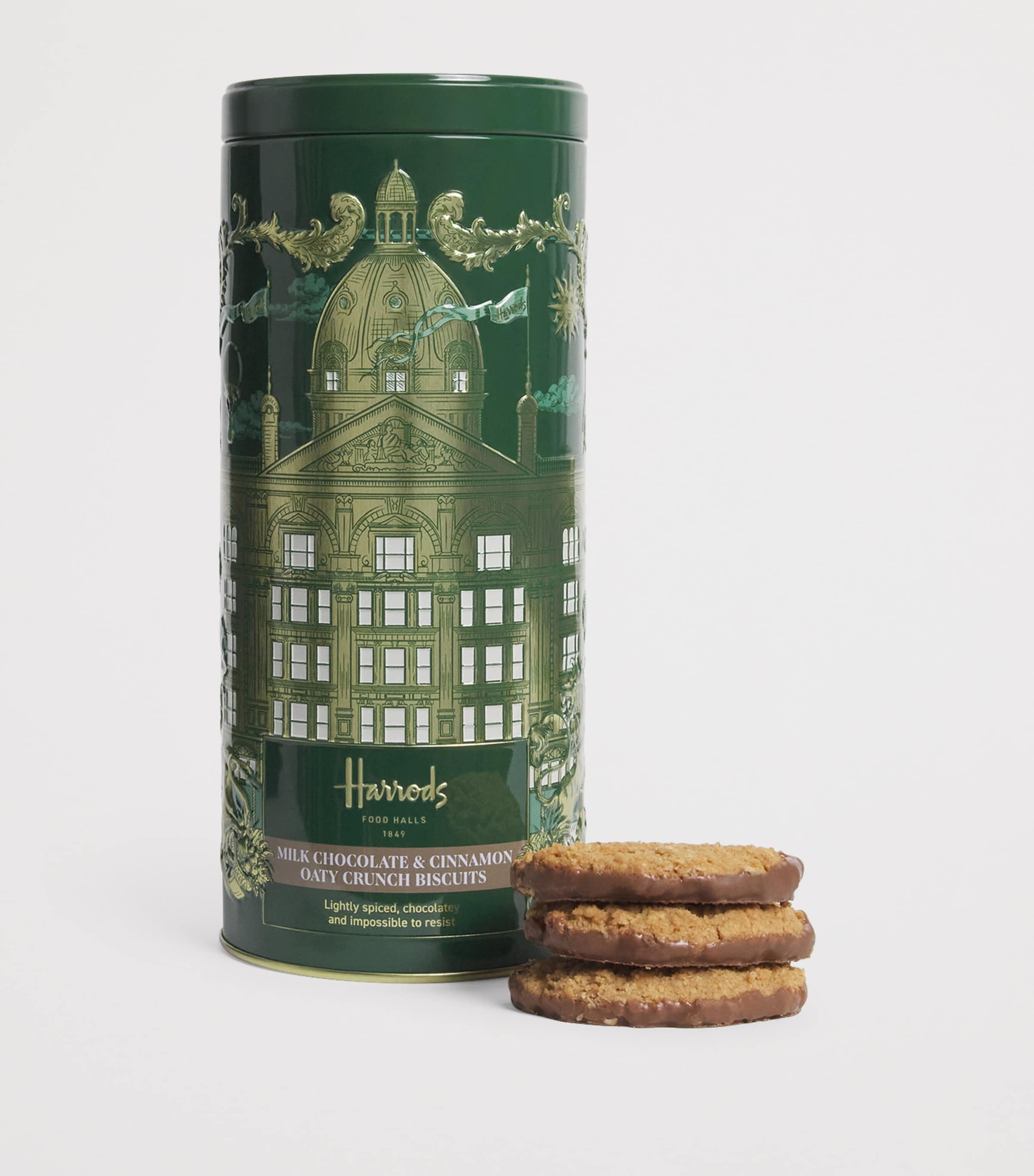 Harrods Milk Chocolate and Cinnamon Oaty Crunch Biscuit Tin (200g ...