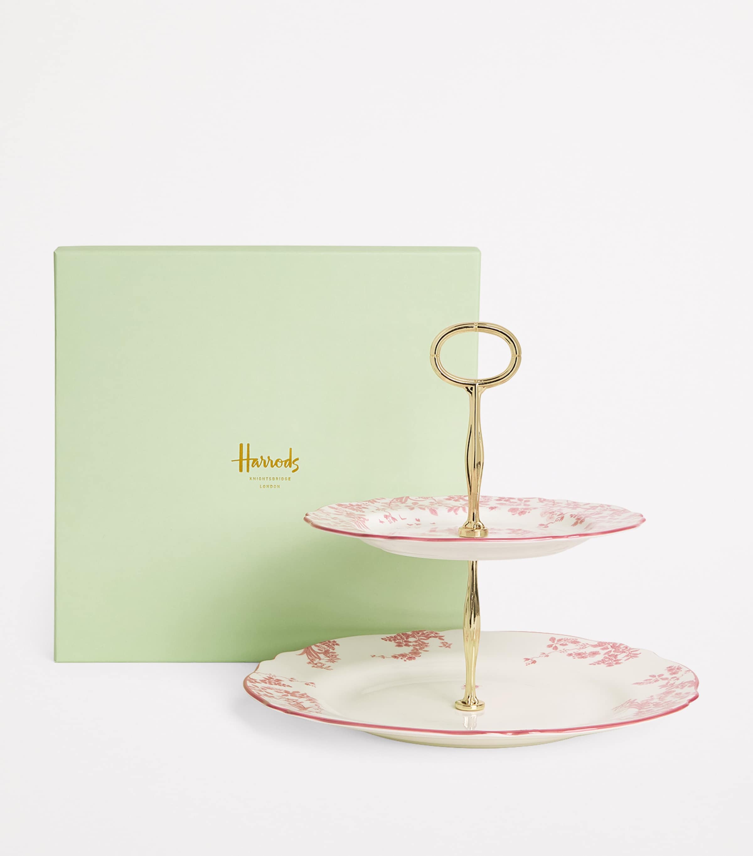 Harrods Bone China Toile Two-Tier Cake Stand | Harrods US