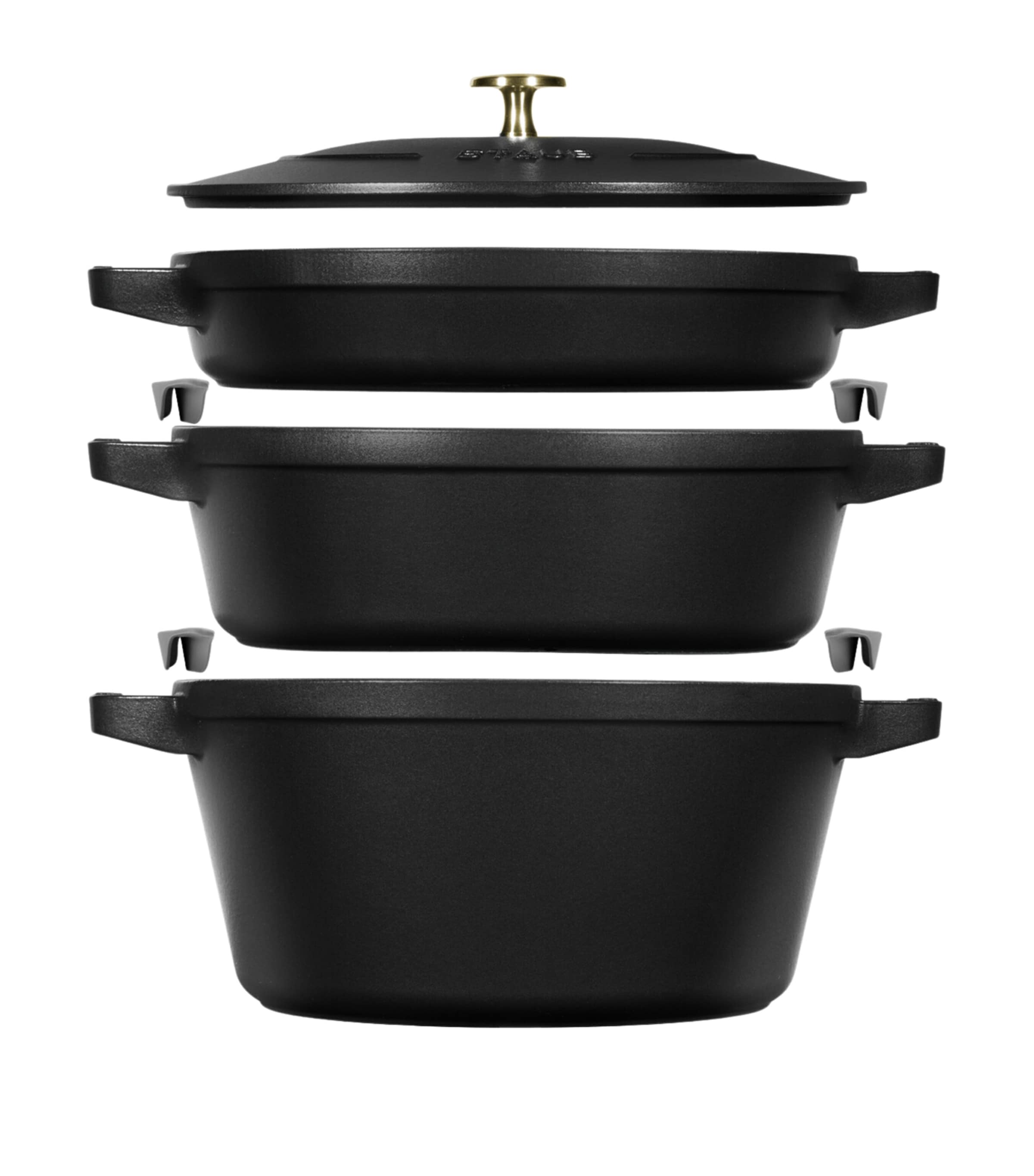Staub 3-Piece Round Stackable Cocotte Set | Harrods UK