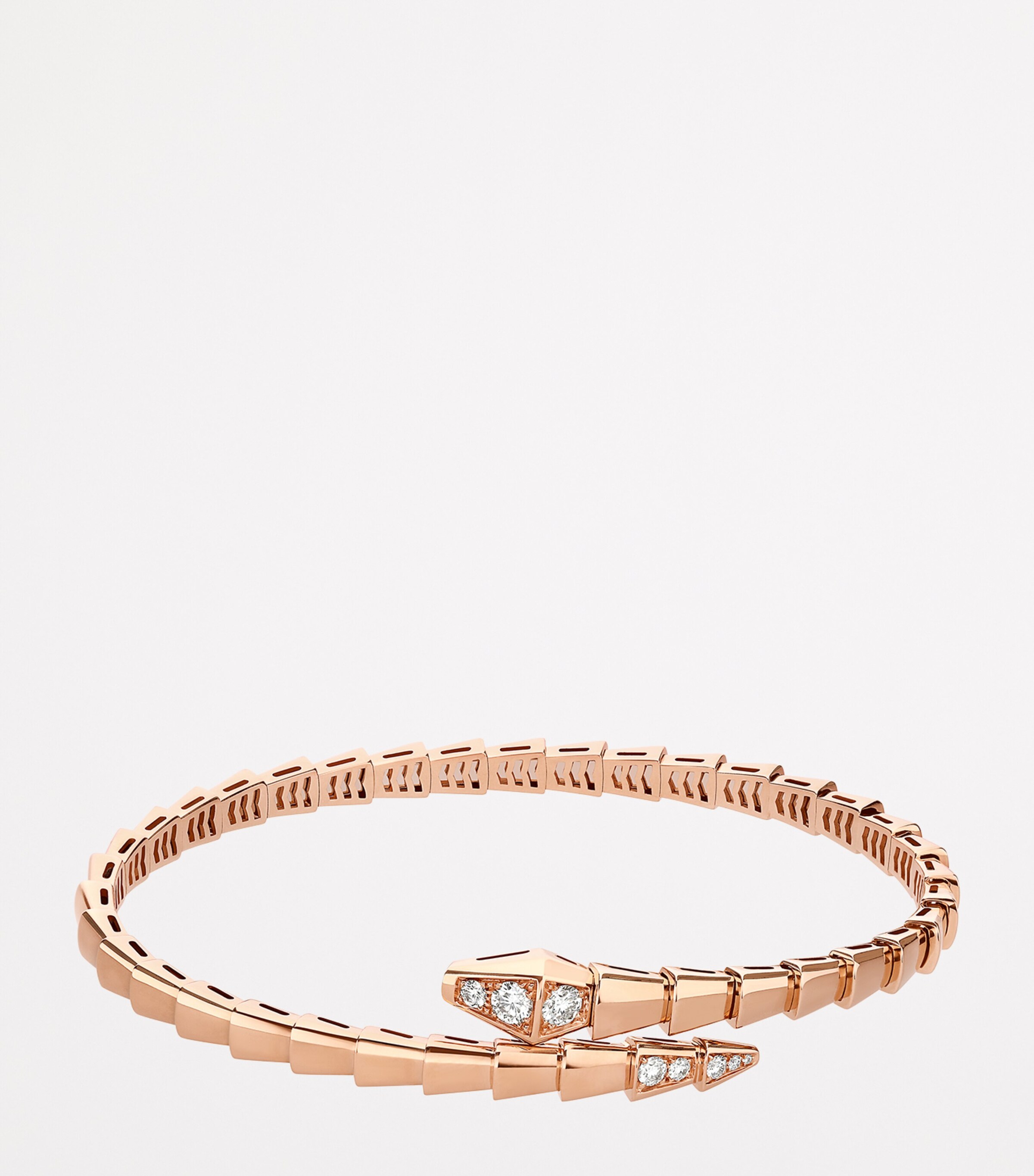 Bvlgari Rose Gold Rose Gold and Diamond Serpenti Viper Bangle | Harrods UK
