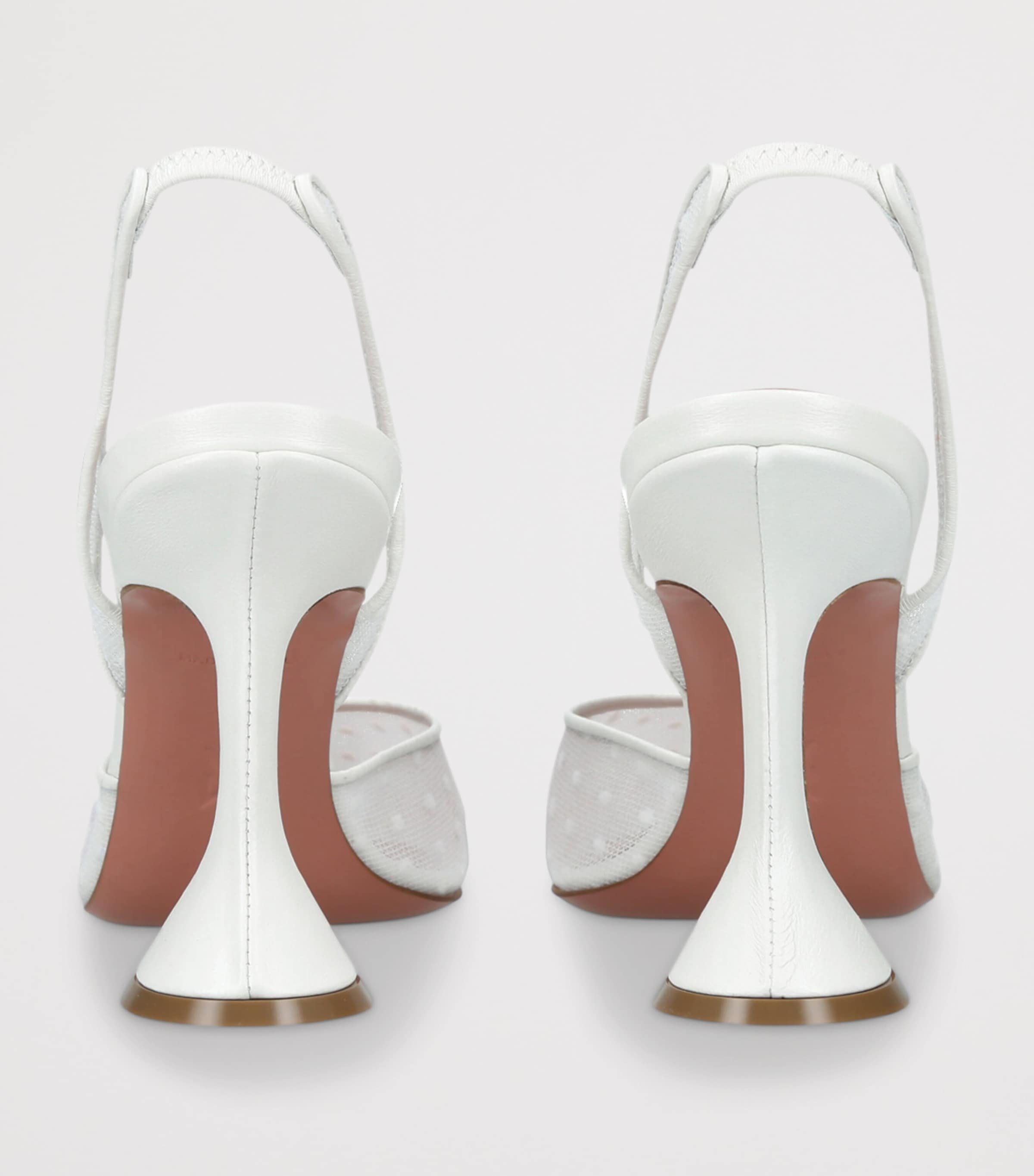 Amina Muaddi White Mesh Holli Slingback Pumps 95 | Harrods MC