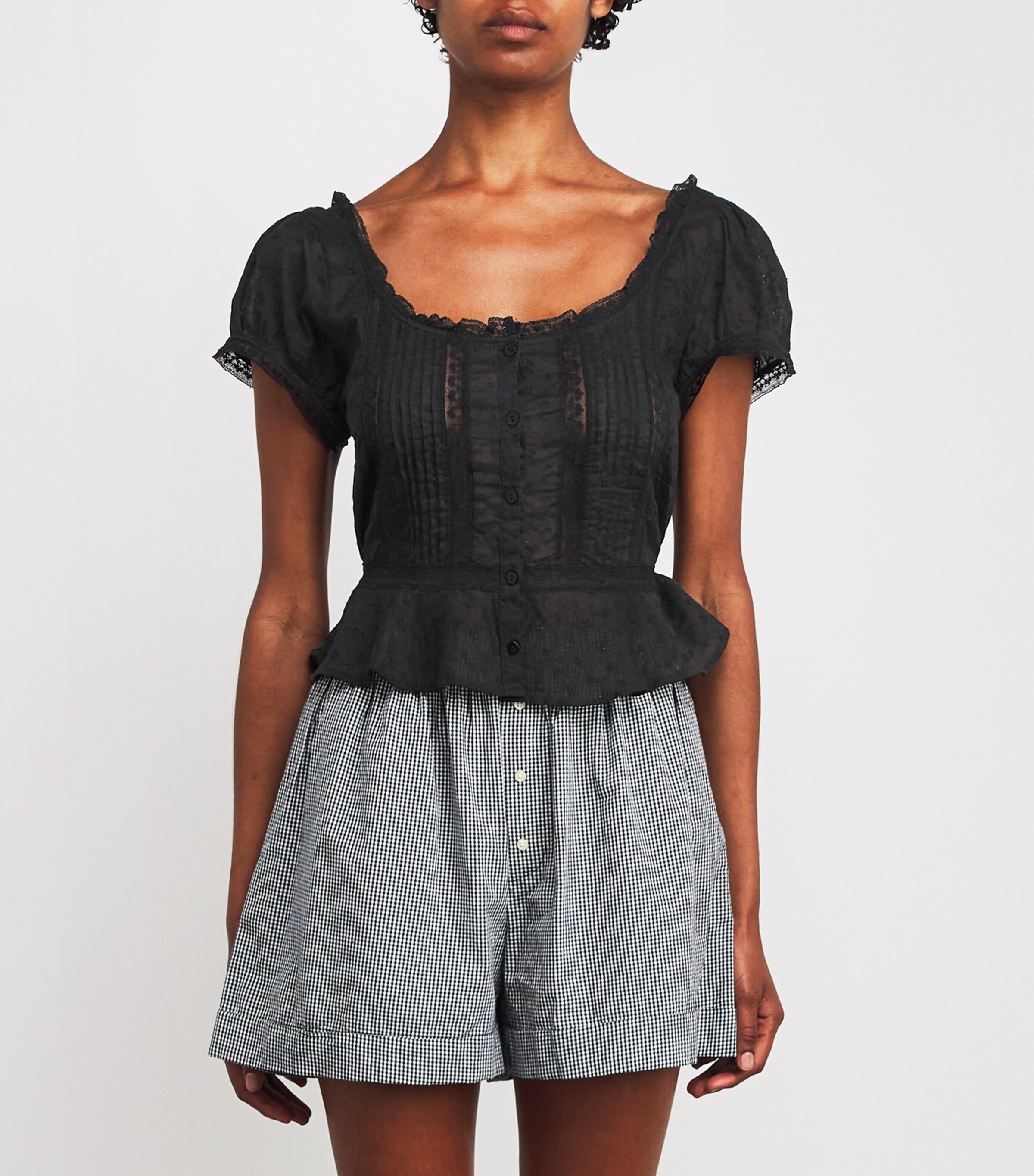 Rixo Black Broderie Anglaise Sandi Top | Harrods US