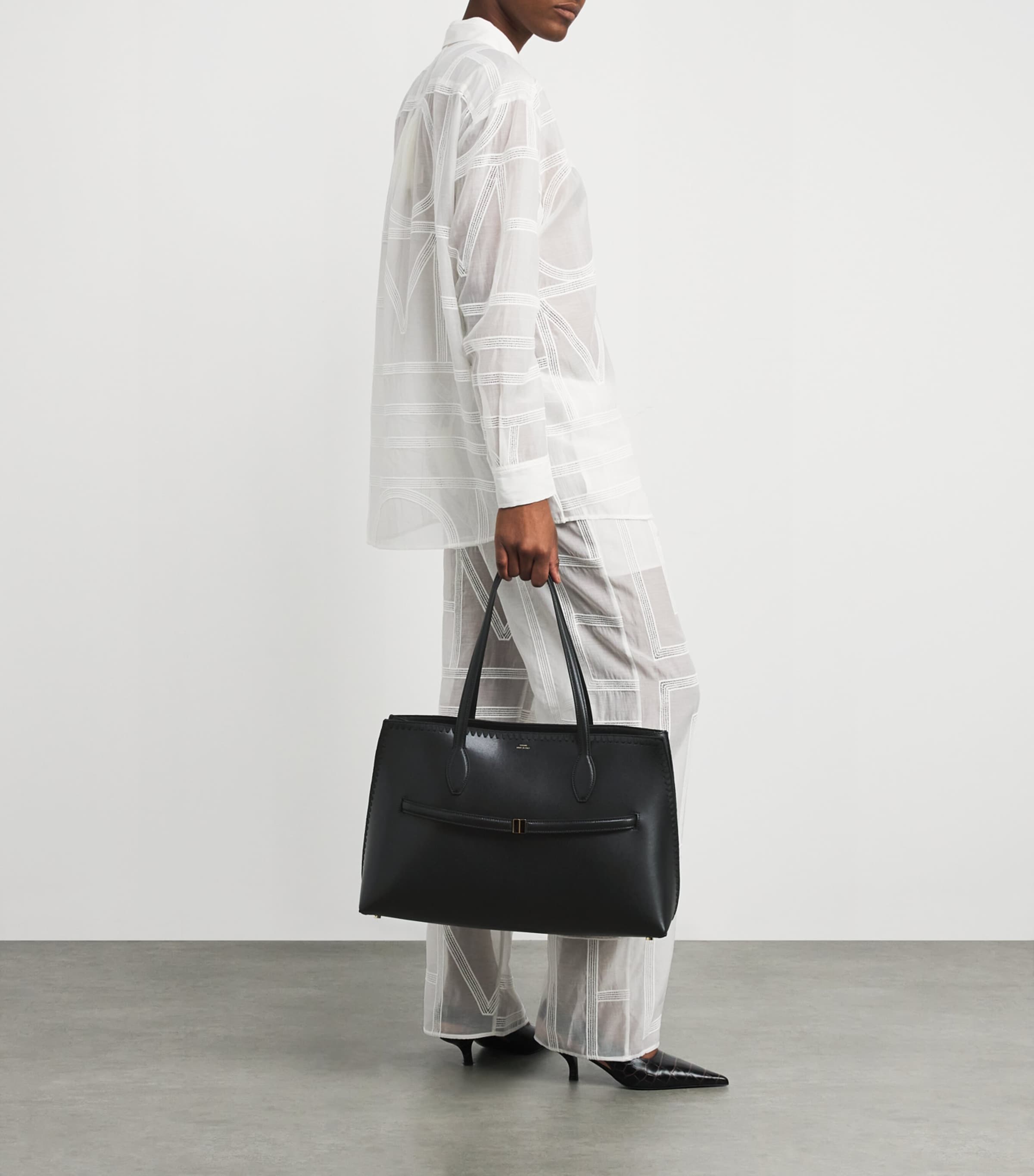 Totême Black Leather Lounge Tote Bag | Harrods US