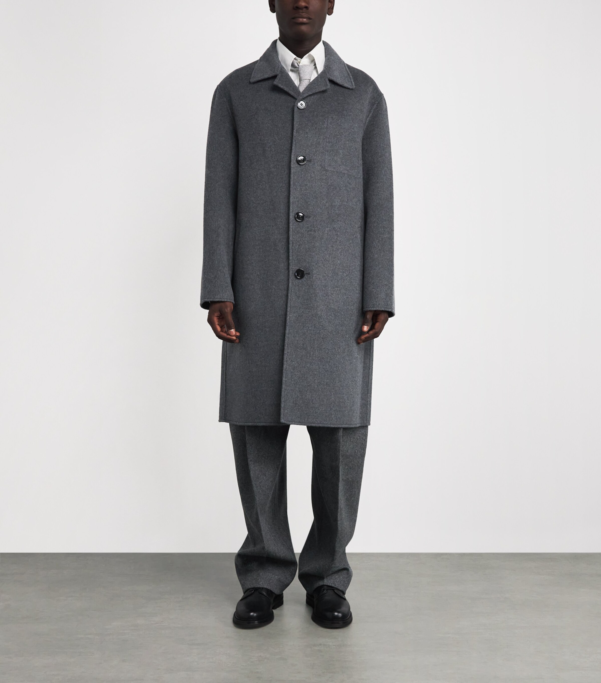 AMI Paris Black Wool-Cashmere Overcoat | Harrods UK