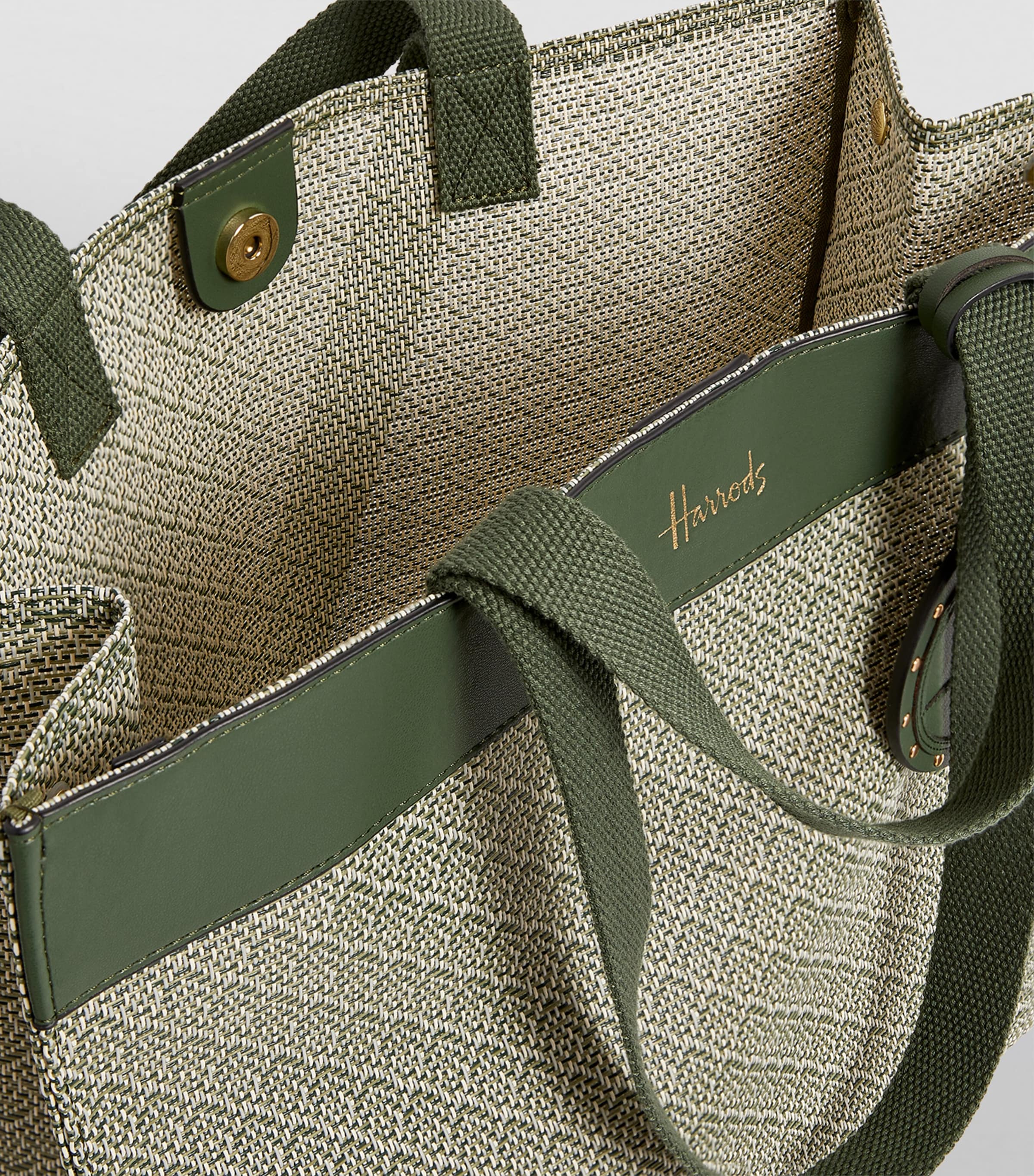 Harrods Green Barbican Woven Tote Bag | Harrods UK